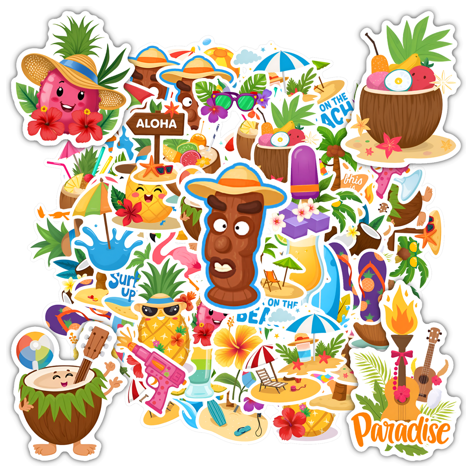 35pcs-50pcs Tropical Stickers Stationery Stickers Summer Kids Stickers ...
