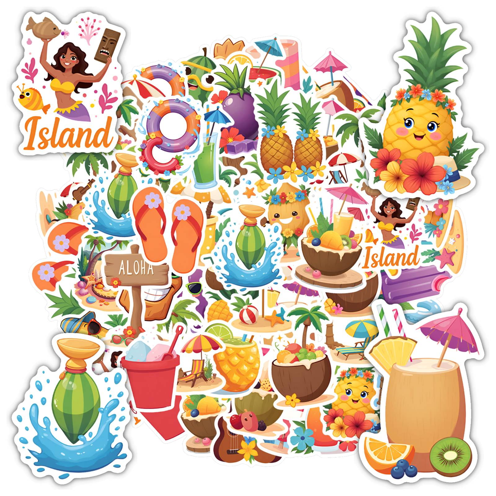35pcs-50pcs Tropical Stickers Summer Kids Stickers Funny Graffiti ...