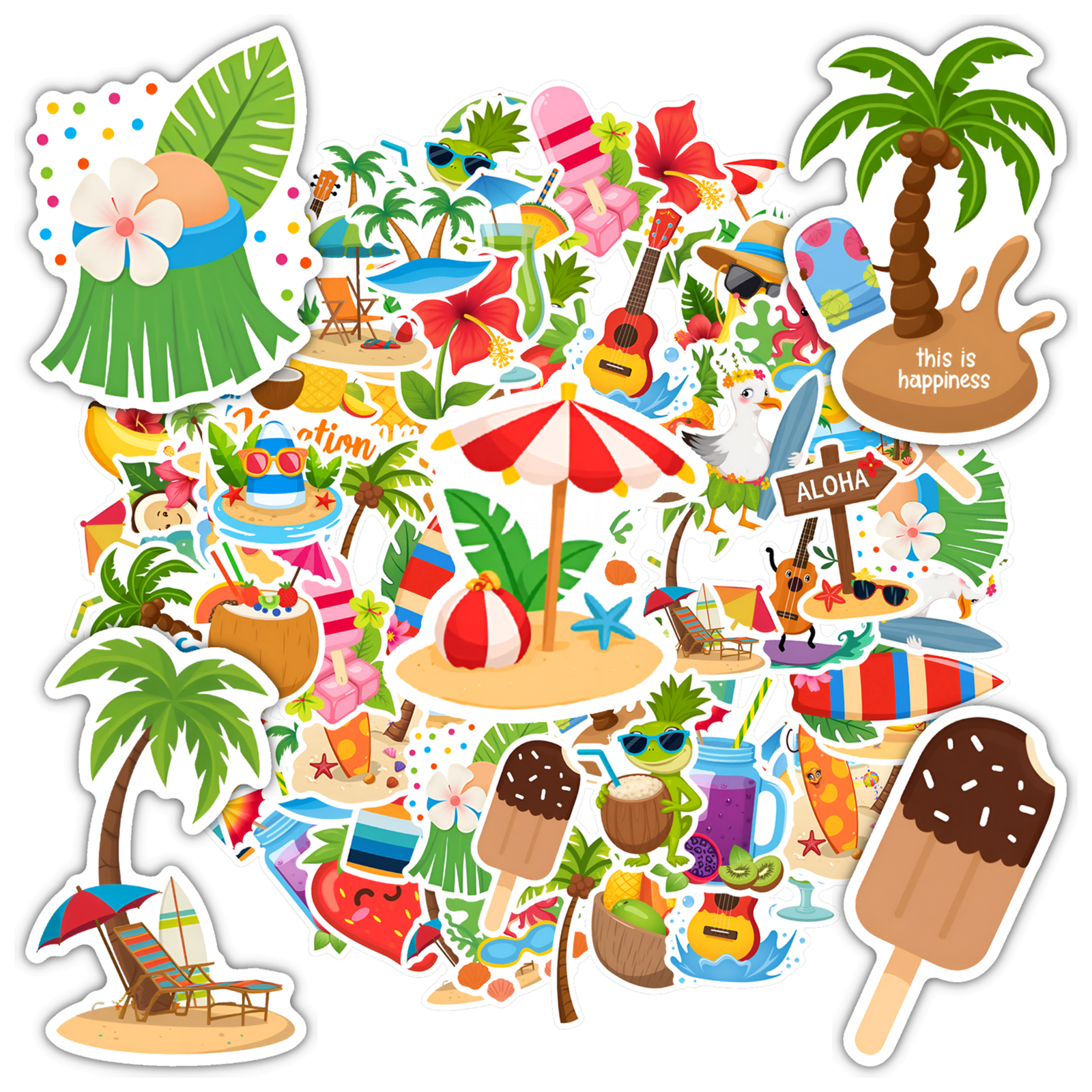 35pcs-50pcs Tropical Stickers Summer Stationery Stickers Fun Children ...