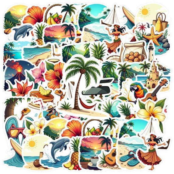 35pcs-50pcs Tropical Stickers Vacation Sticker Pack Summer Kids ...