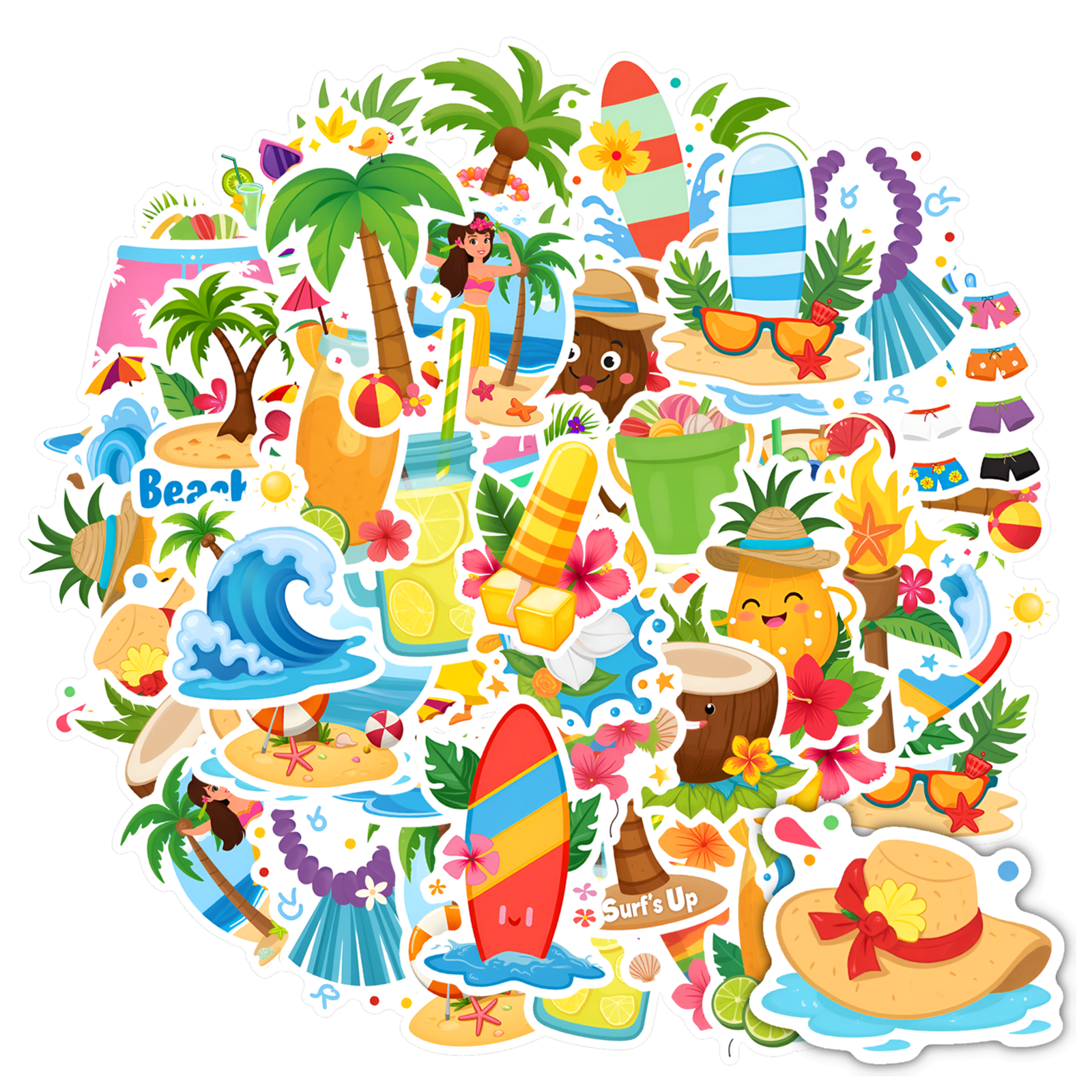 35pcs-50pcs Tropical Stickers Water-resistant Kids Stickers PVC Funny ...