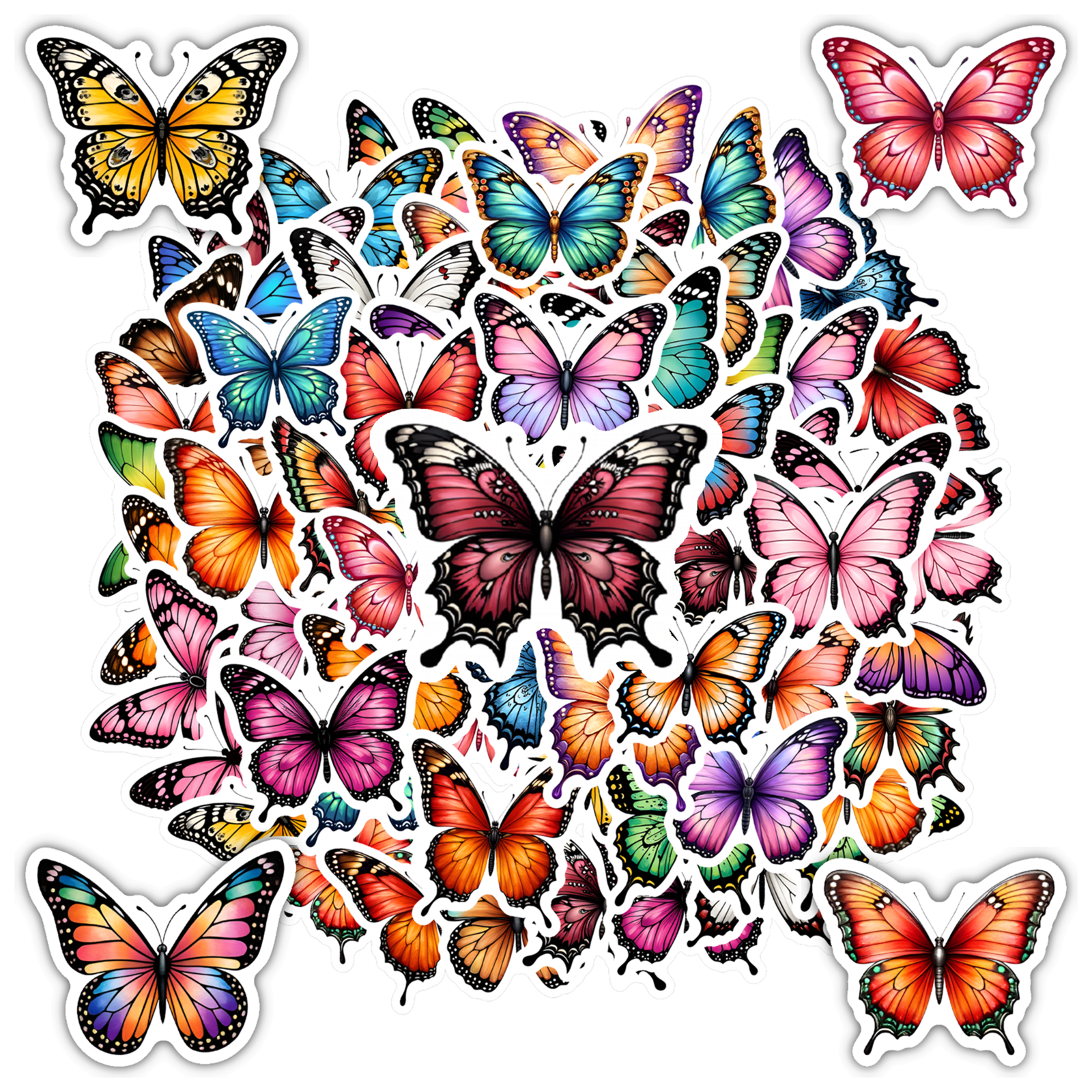 35pcs-50pcs Vibrant Stickers Nature Butterfly Stickers Lively PVC ...