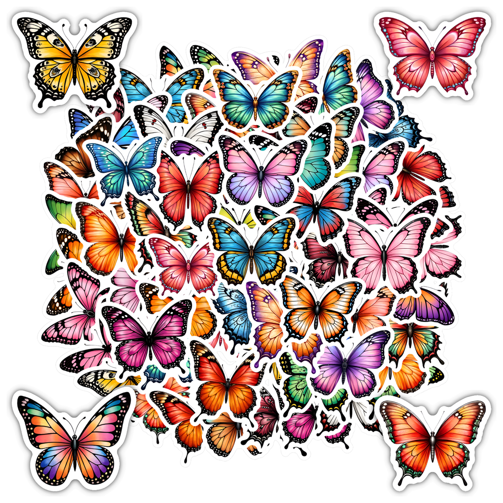 35pcs-50pcs Vibrant Stickers Nature Butterfly Stickers Lively PVC ...