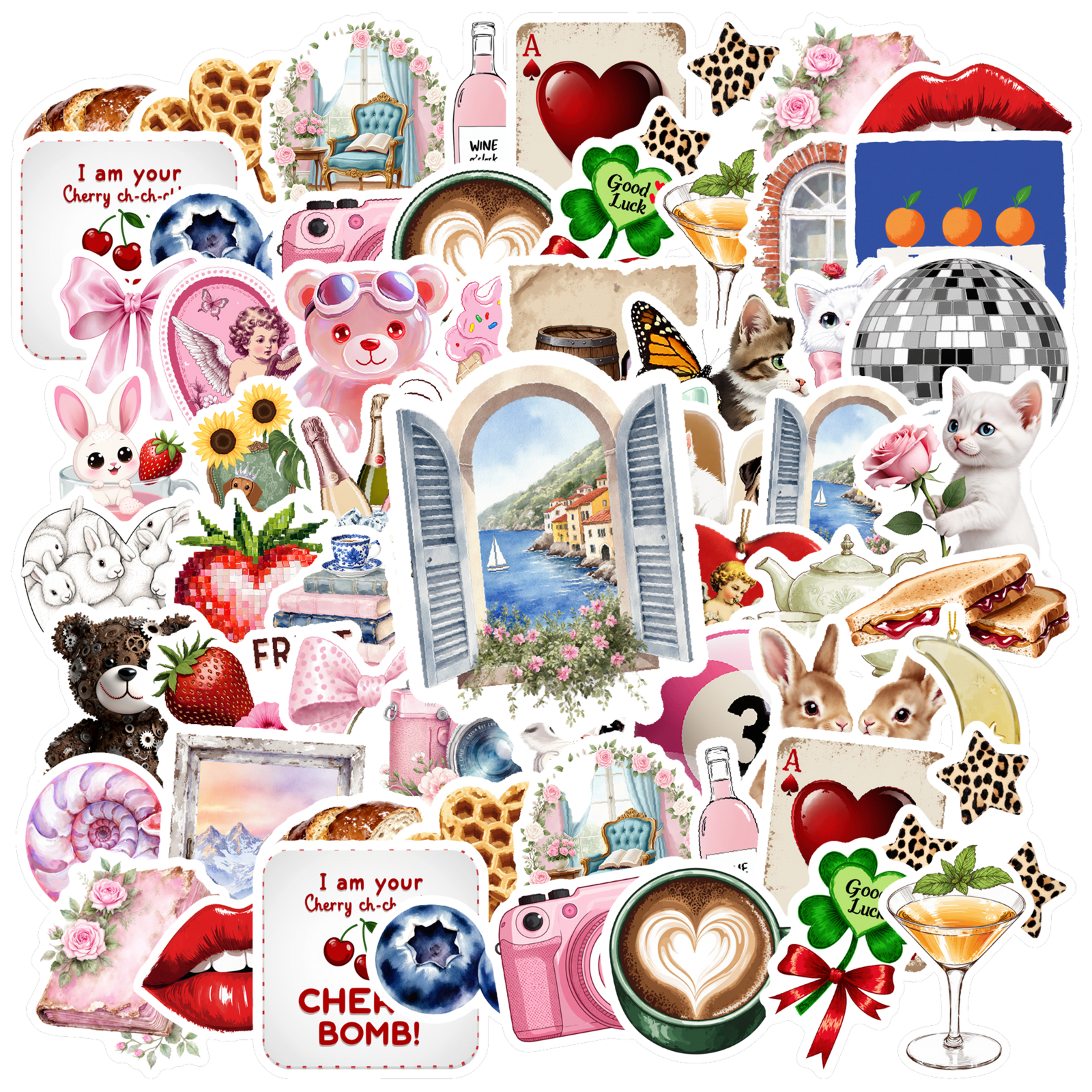 35pcs-50pcs Vintage Animal Stickers Cute PVC Stickers Heart Funny ...