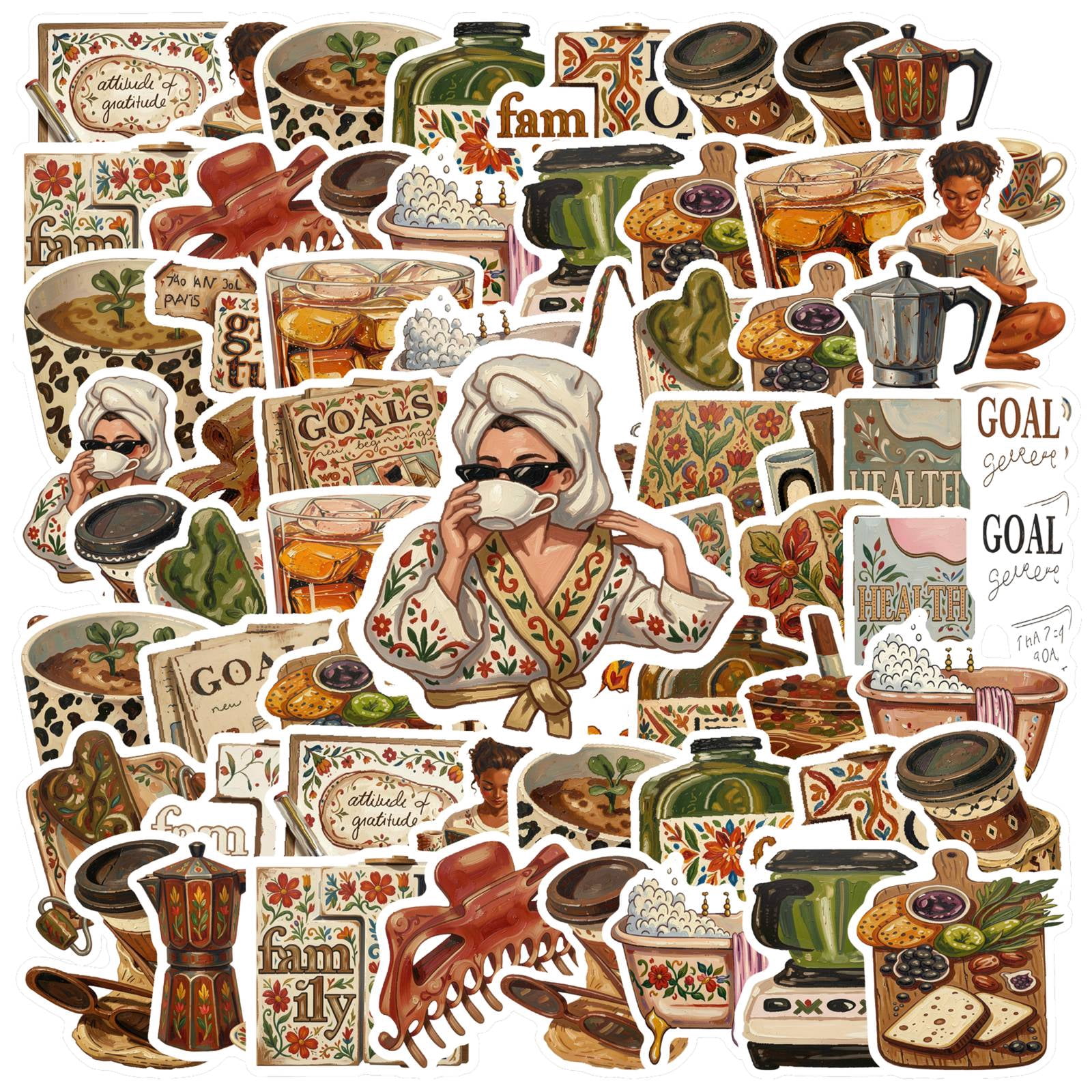 35pcs-50pcs Vintage Stationery Stickers Gratitude Animal Stickers Food ...