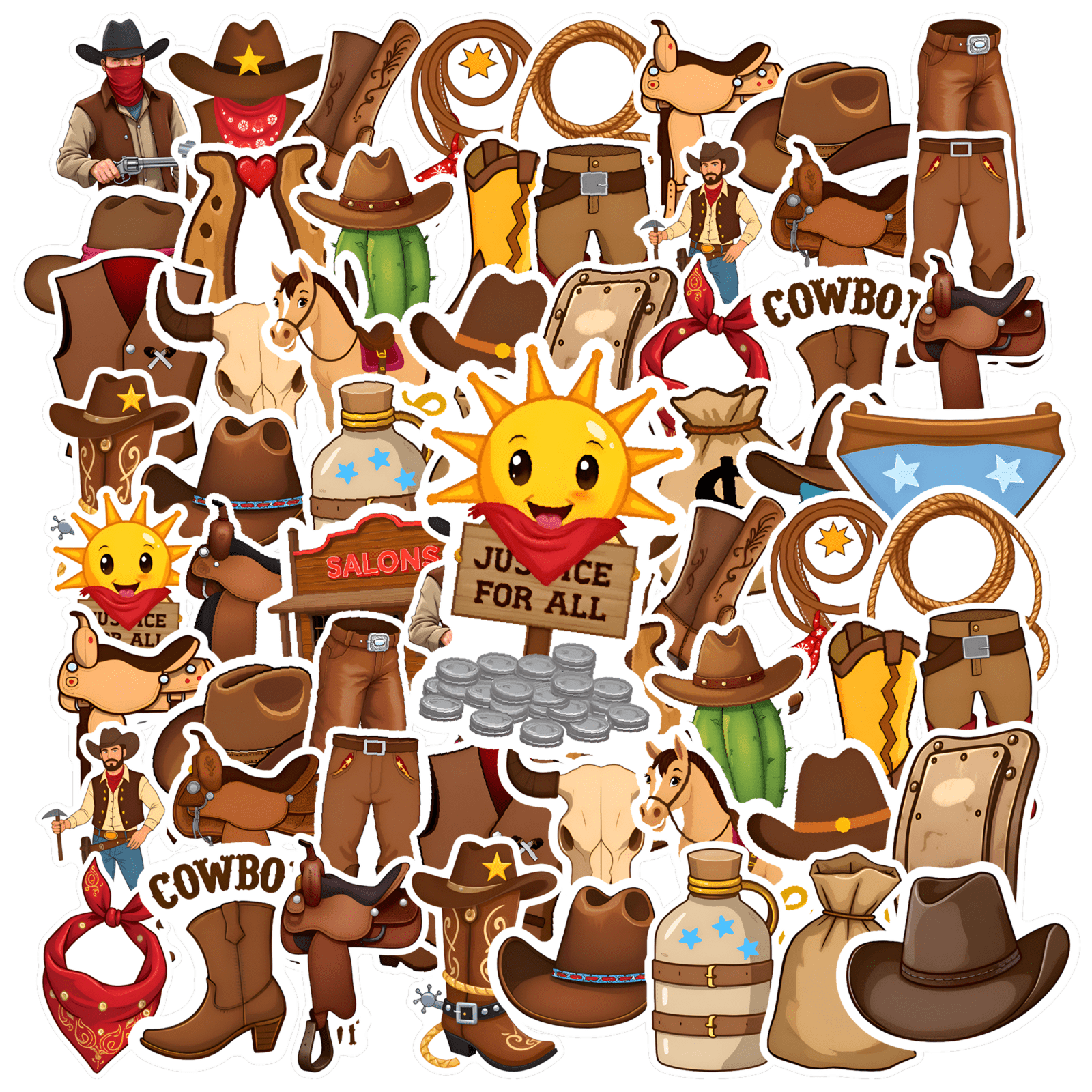 35pcs-50pcs Vintage Stickers Cowboy Stickers Rodeo Graffiti Animal ...