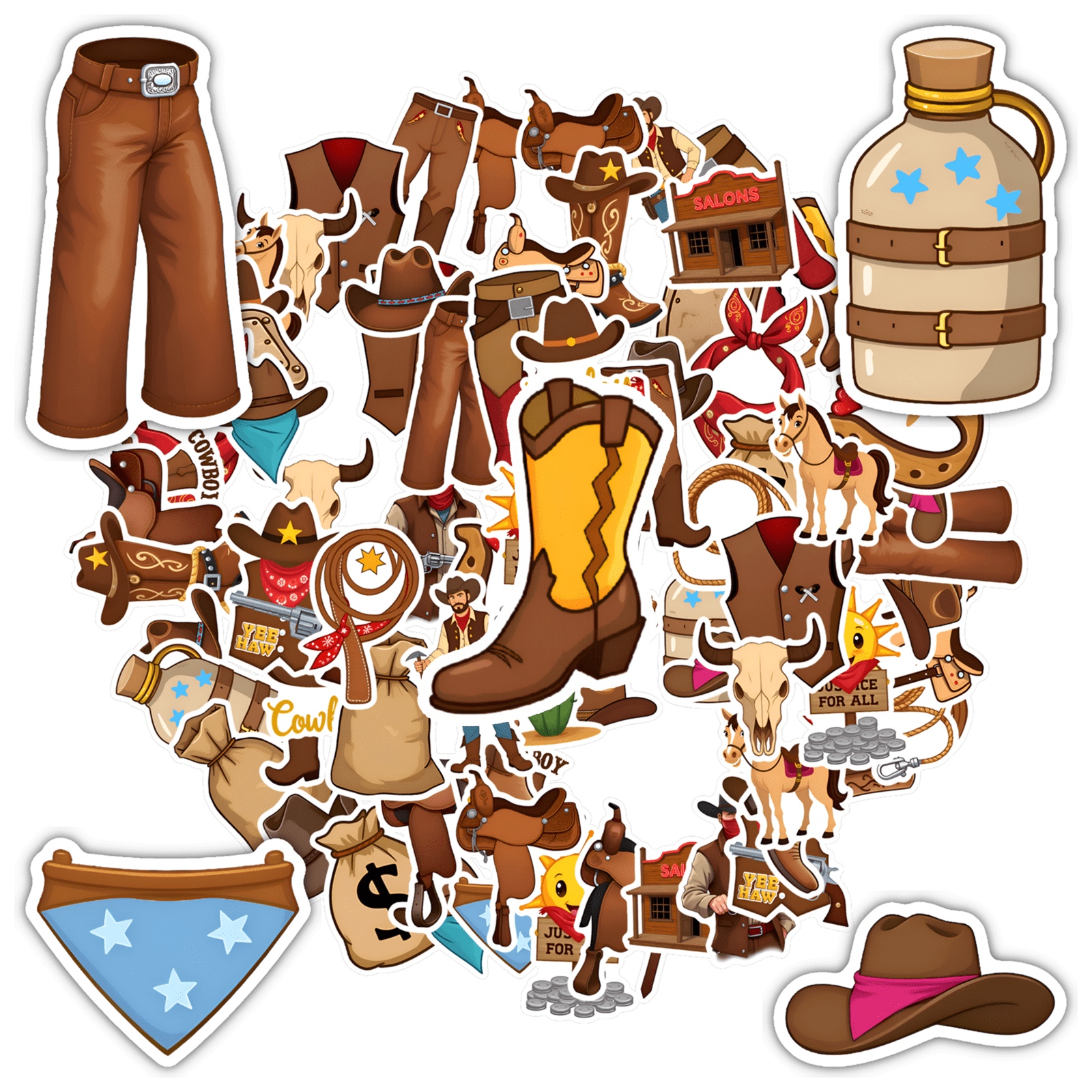 35pcs-50pcs Vintage Stickers Cowboy Stickers Rodeo Graffiti Animal ...