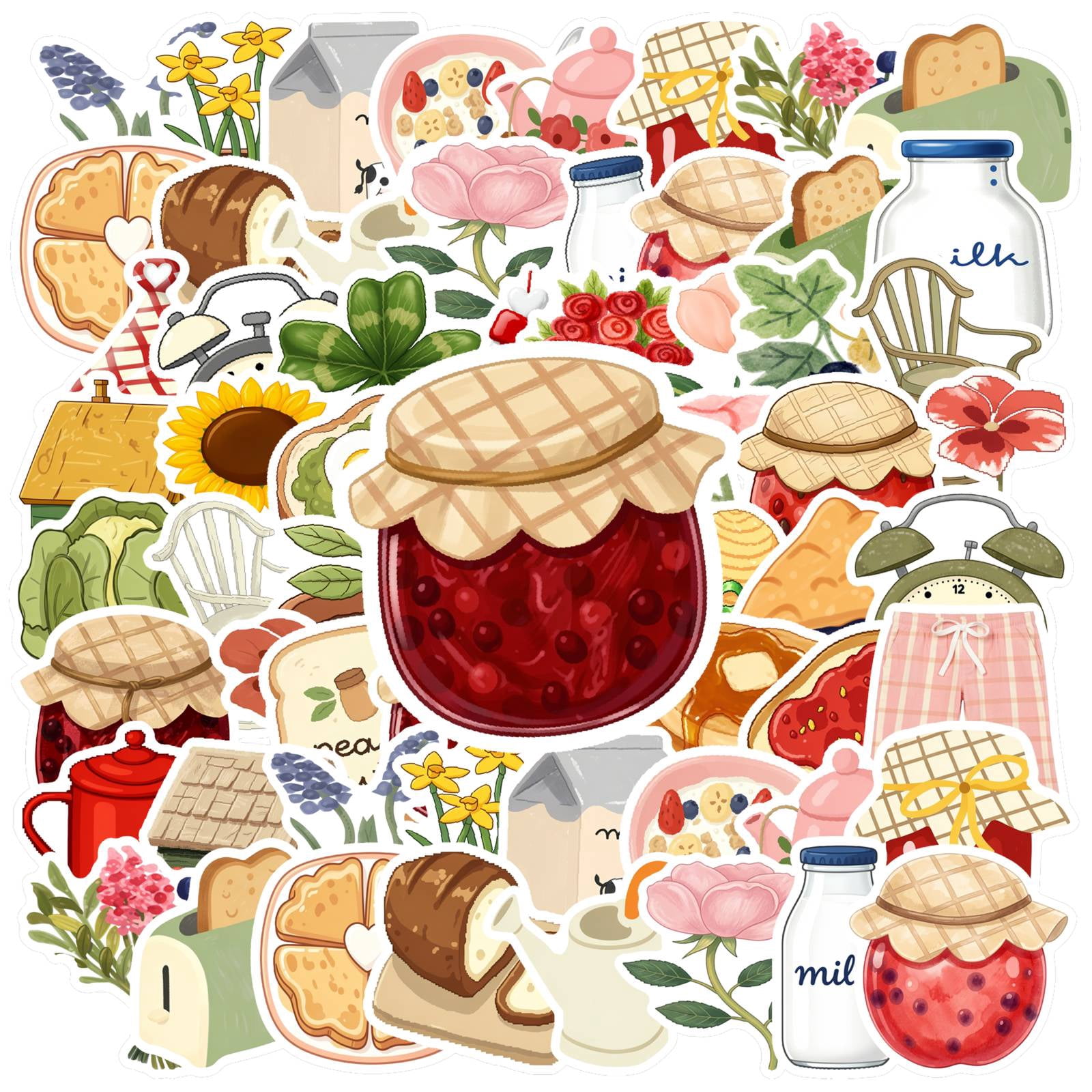 35pcs-50pcs Vintage Stickers Stationery Stickers Breakfast Kids ...