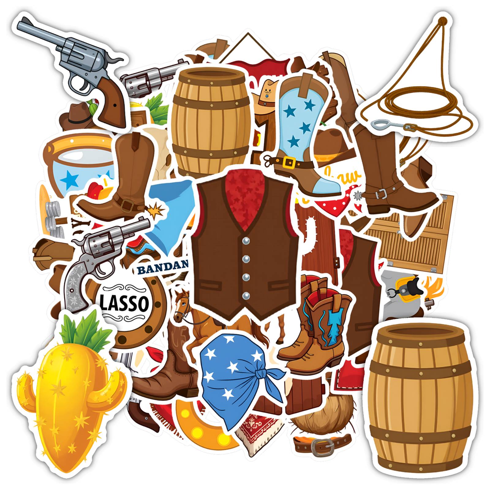 35pcs-50pcs Western Stickers Stationery Cowboy Stickers Adventure Kids ...