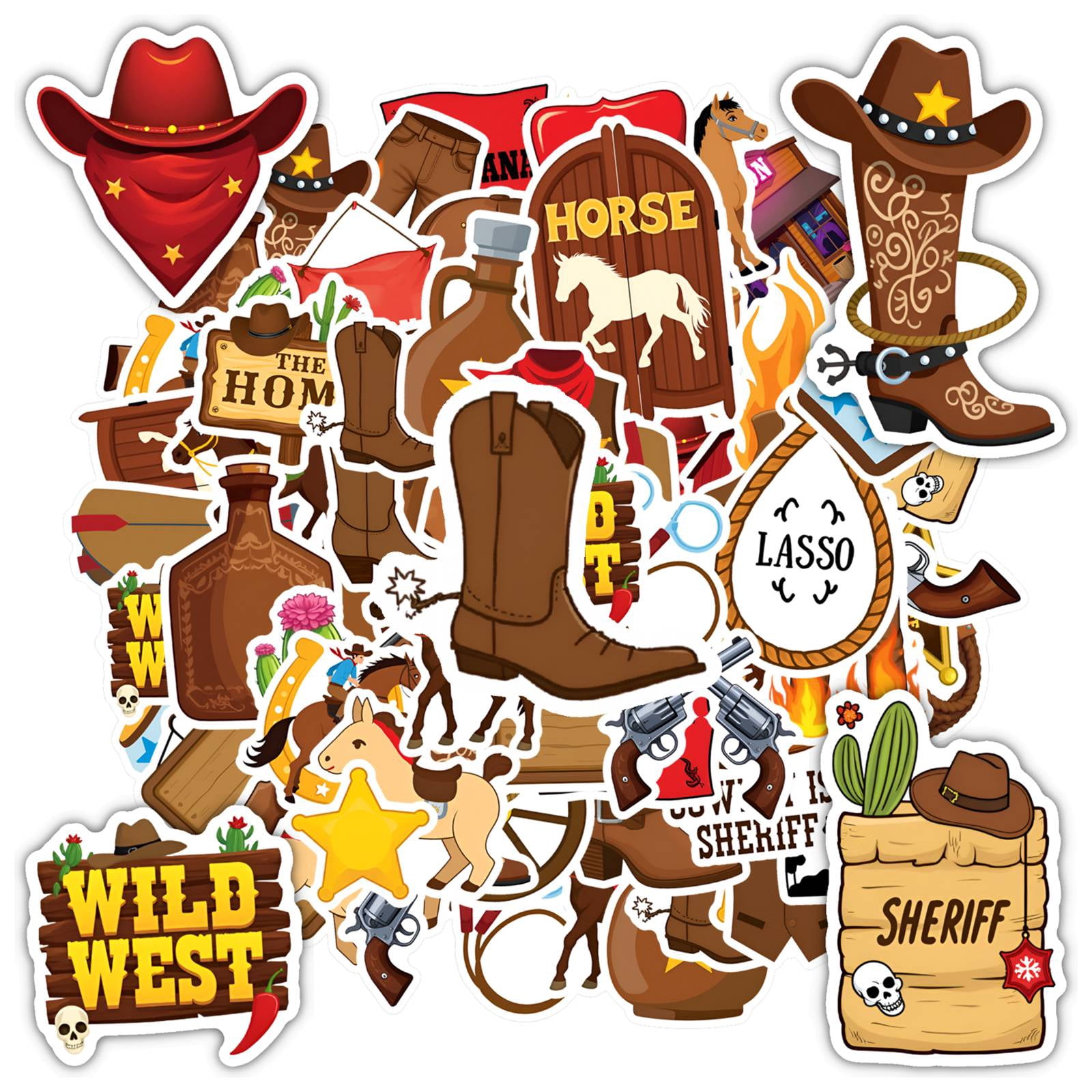 35pcs-50pcs Western Stickers Stationery Stickers Cowboy Teacher Reward ...