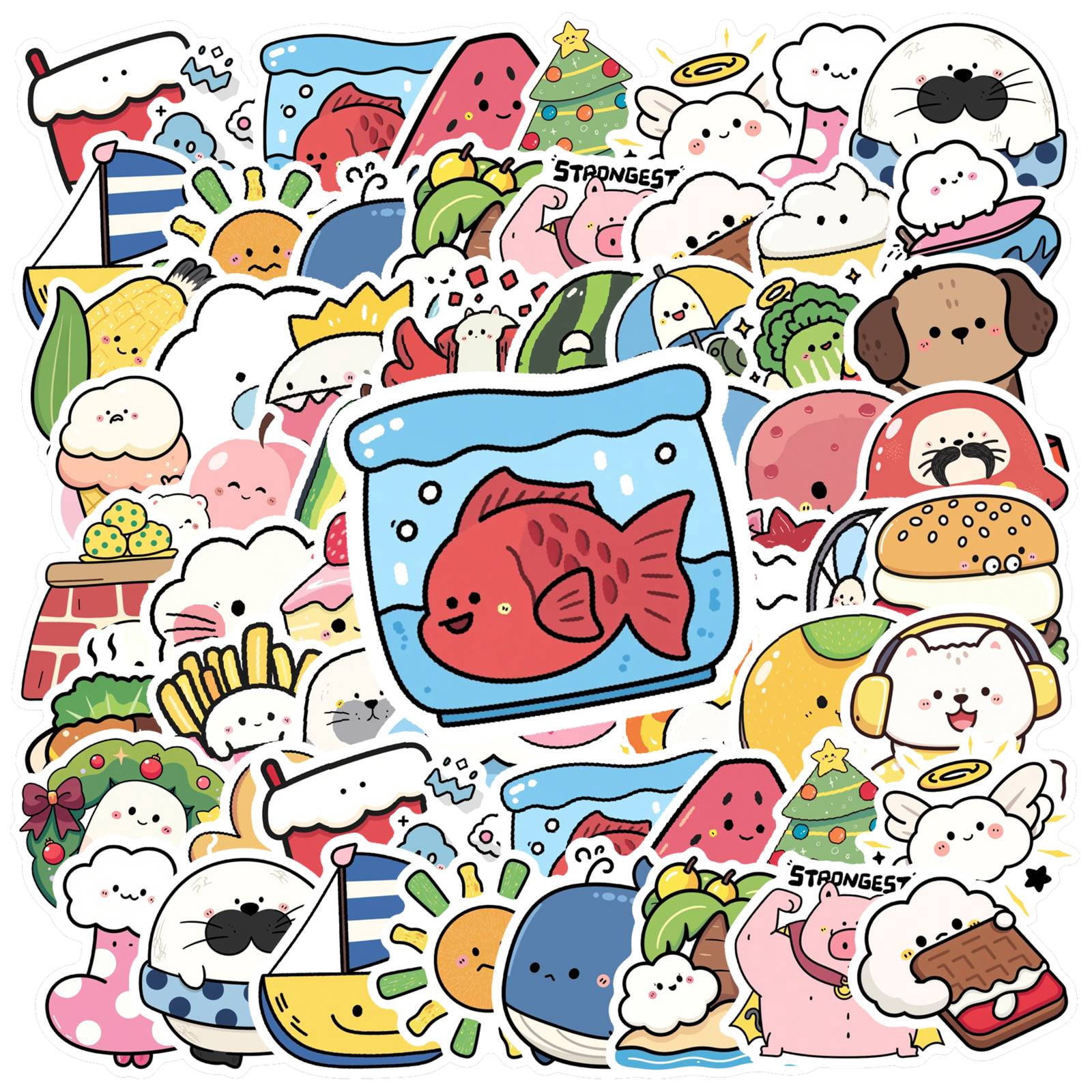 35pcs-70pcs Cartoon Animal Stickers Cute Food Stickers Cartoon Holiday ...
