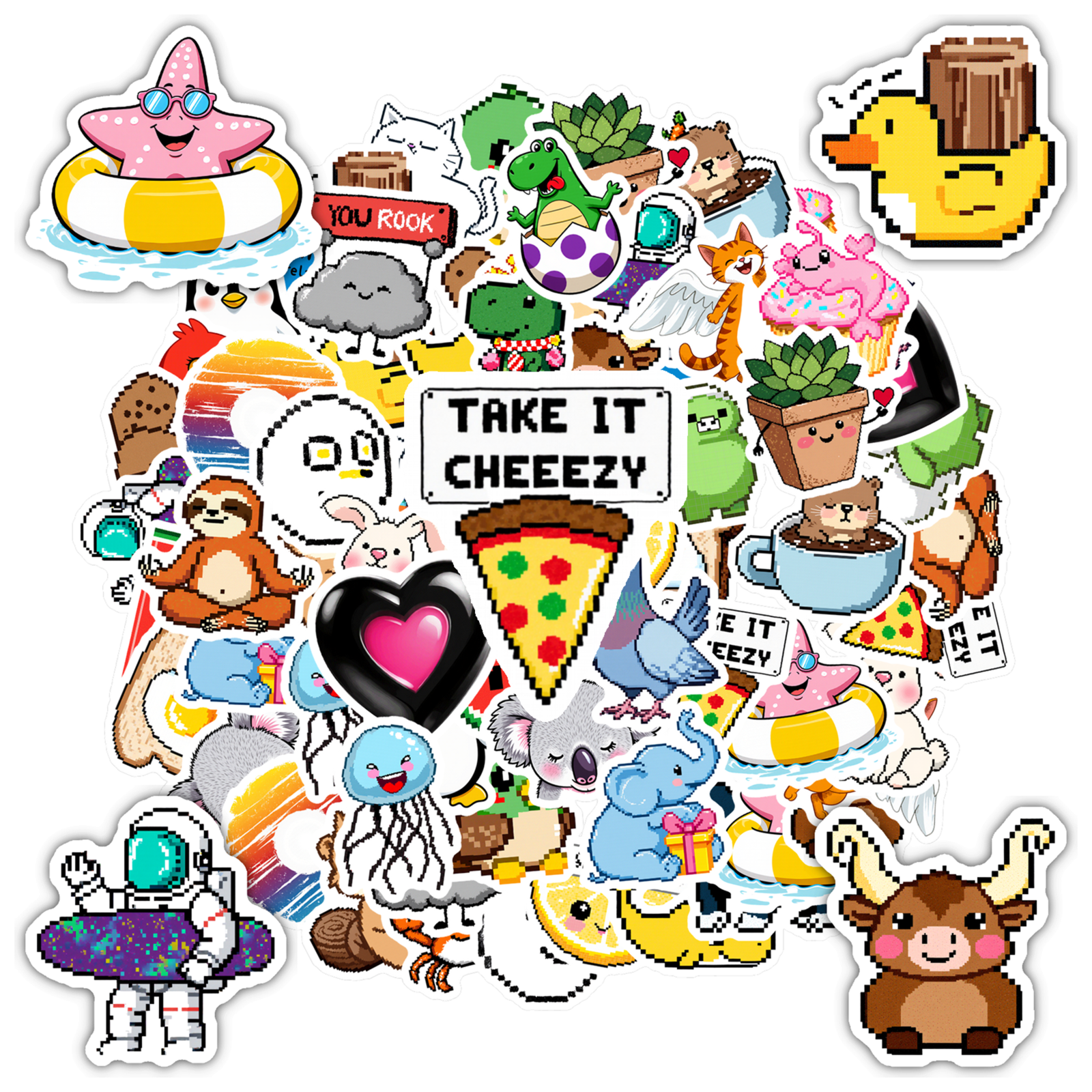 35pcs-70pcs Cute Animal Stickers Playful Food Stickers Fun Animal ...