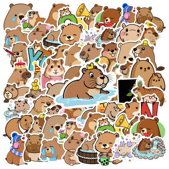 35pcs-70pcs Cute Capybara Stickers Animal Kids DIY Stickers Funny ...