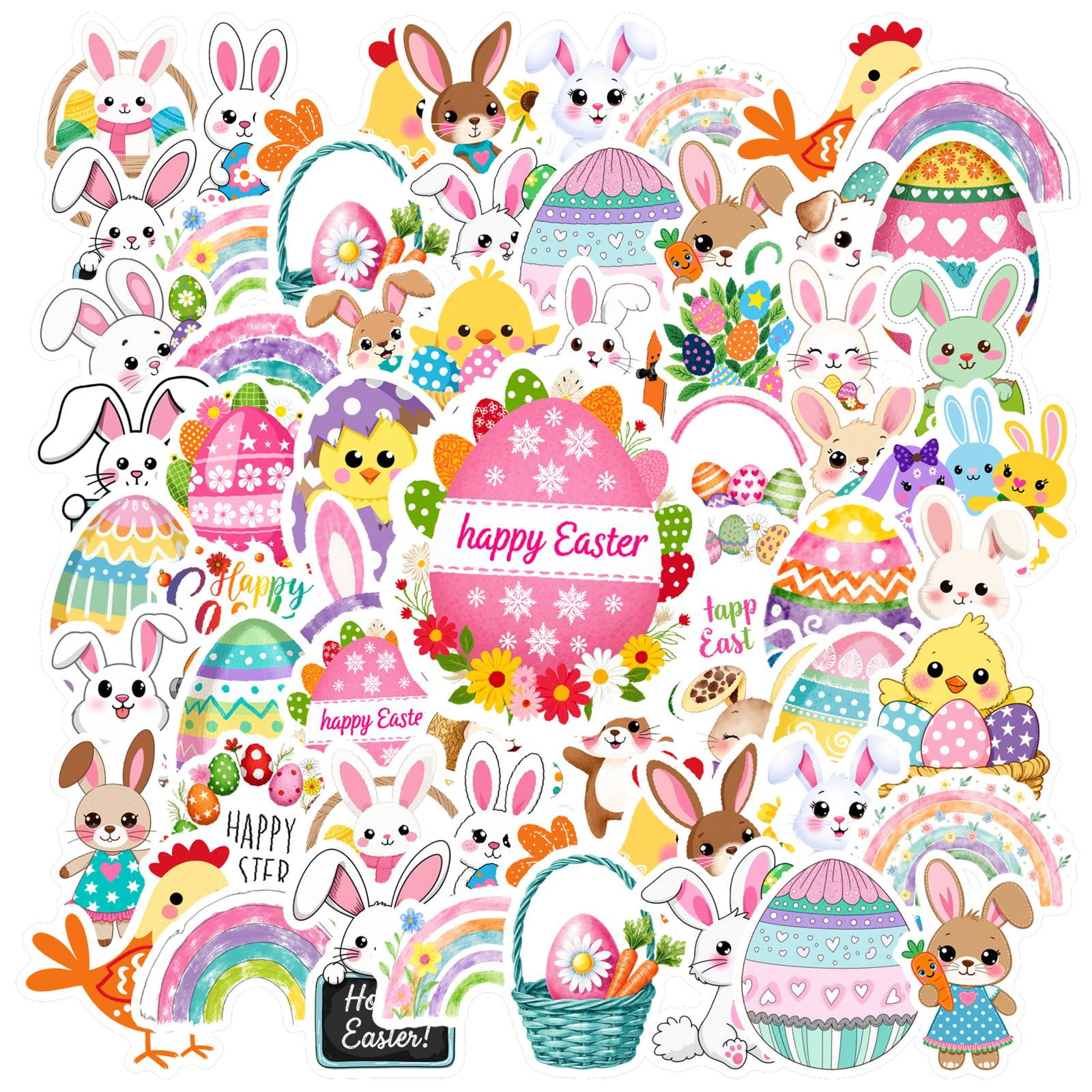 35pcs-70pcs Cute Easter Stickers Bunny Stickers Colorful Eggs for ...