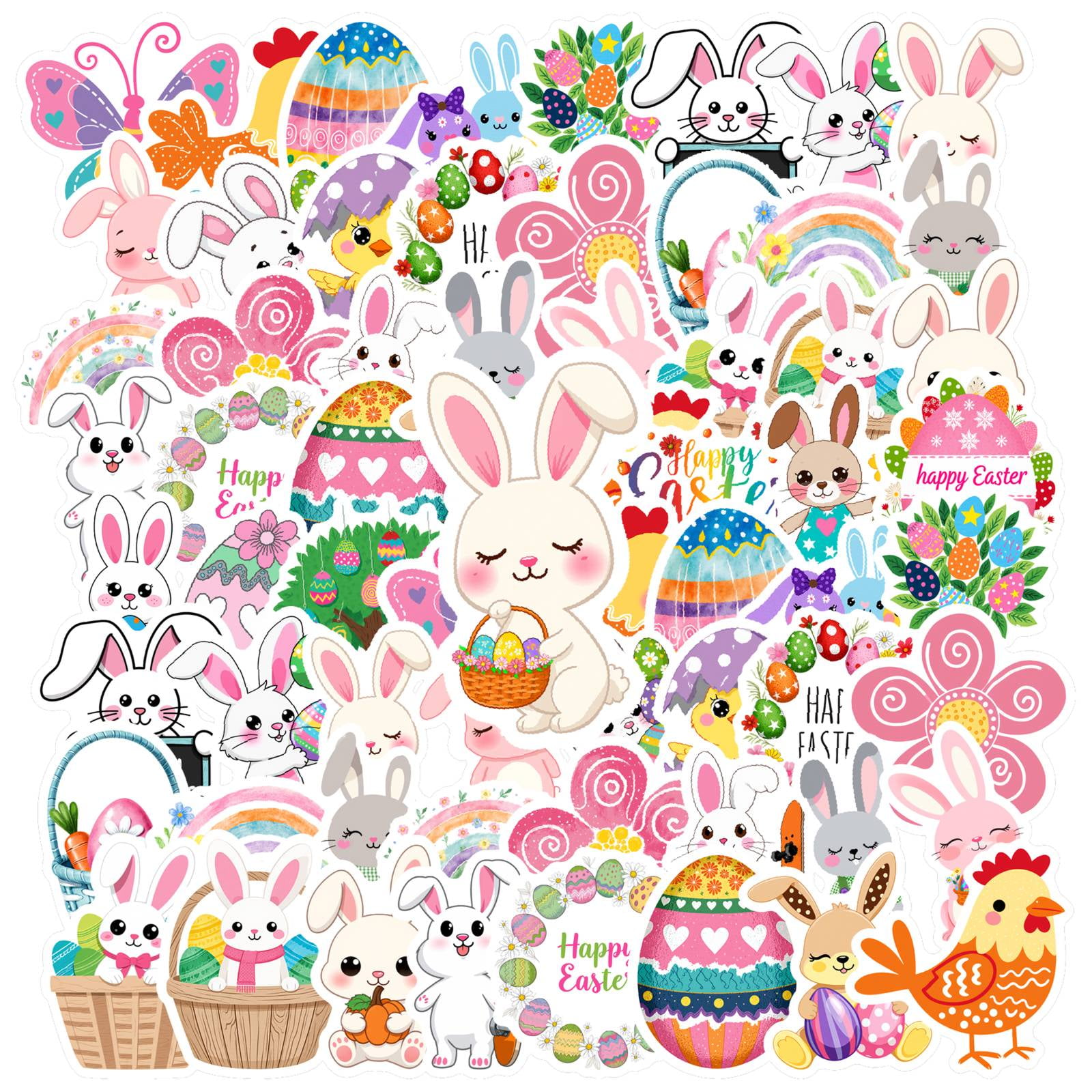 35pcs-70pcs Cute Easter Stickers Bunny Stickers Colorful Eggs for ...