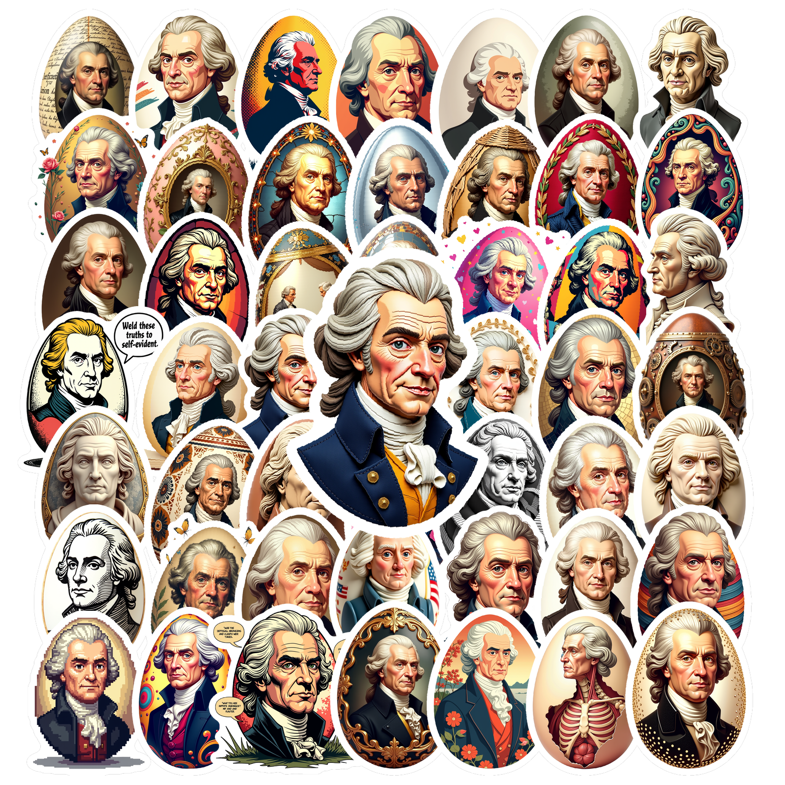35pcs-70pcs Historical Portrait Stickers Egg Shape Stickers Artistic ...