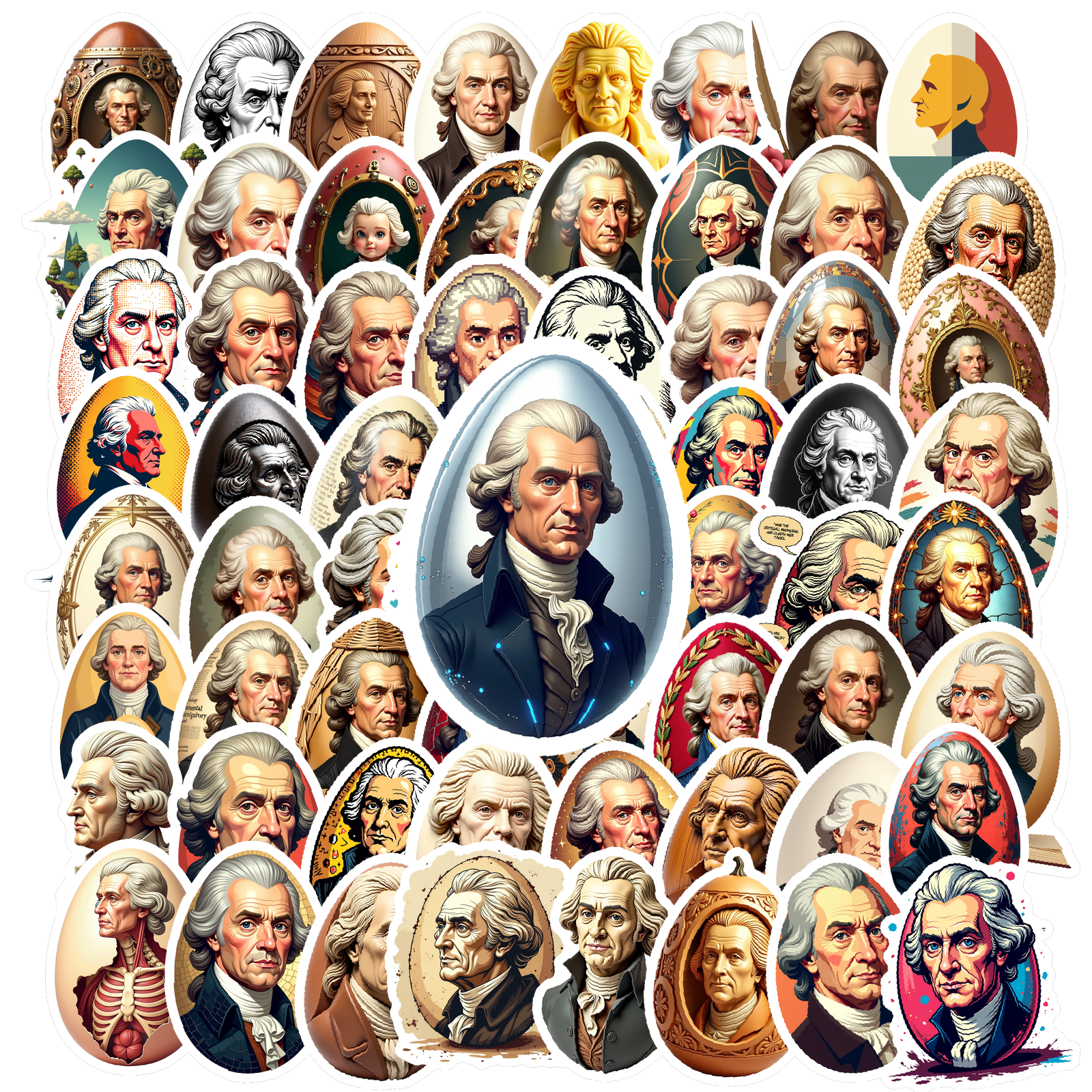 35pcs-70pcs Historical Portrait Stickers Egg Shape Stickers Artistic ...