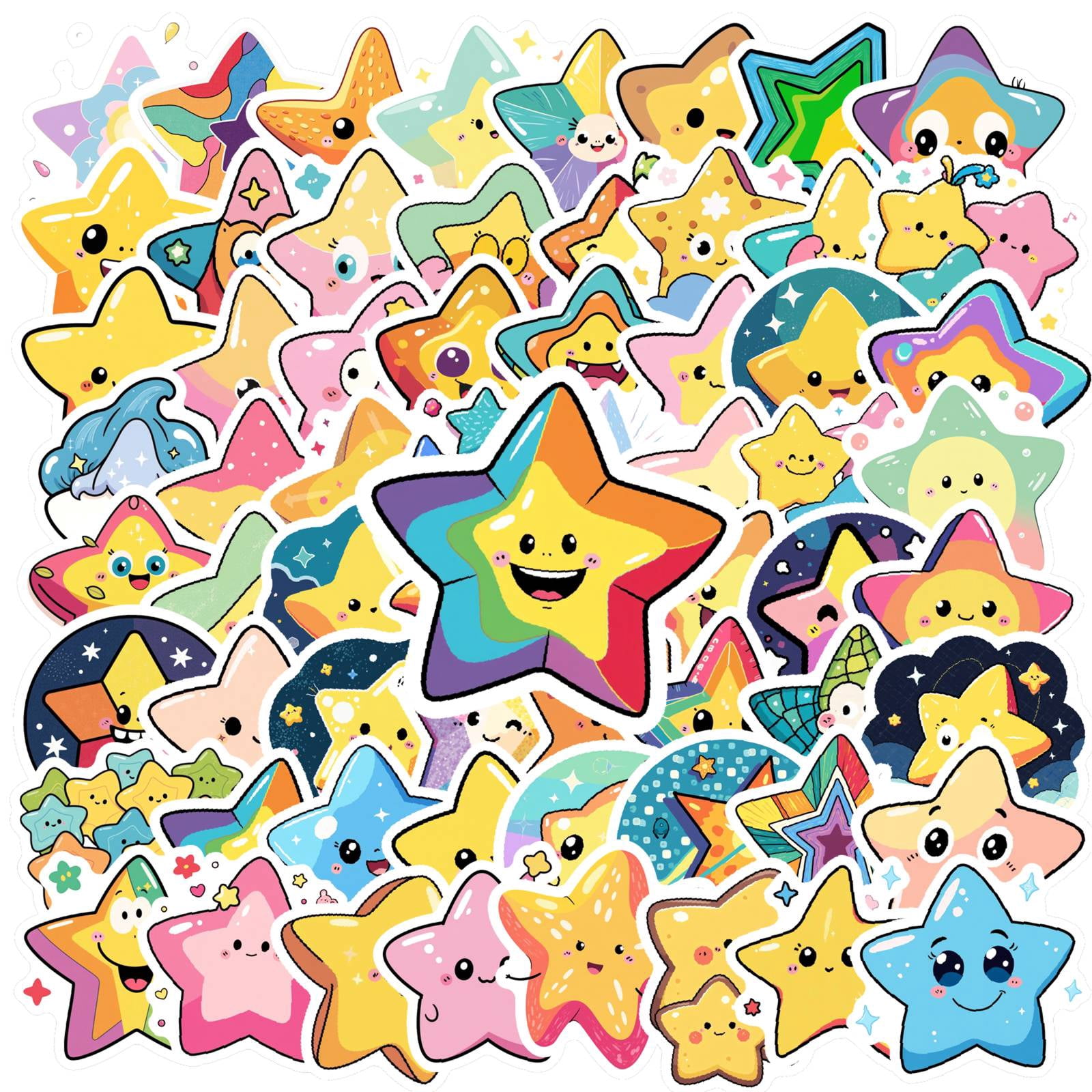 35pcs-70pcs Smiling Star Stickers Waterproof Graffiti Cute Star ...