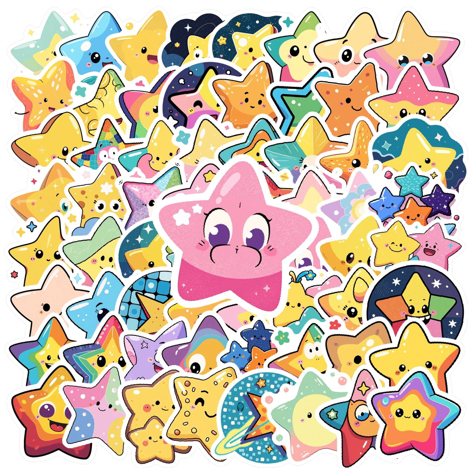 35pcs-70pcs Smiling Star Stickers Waterproof Graffiti Cute Star ...