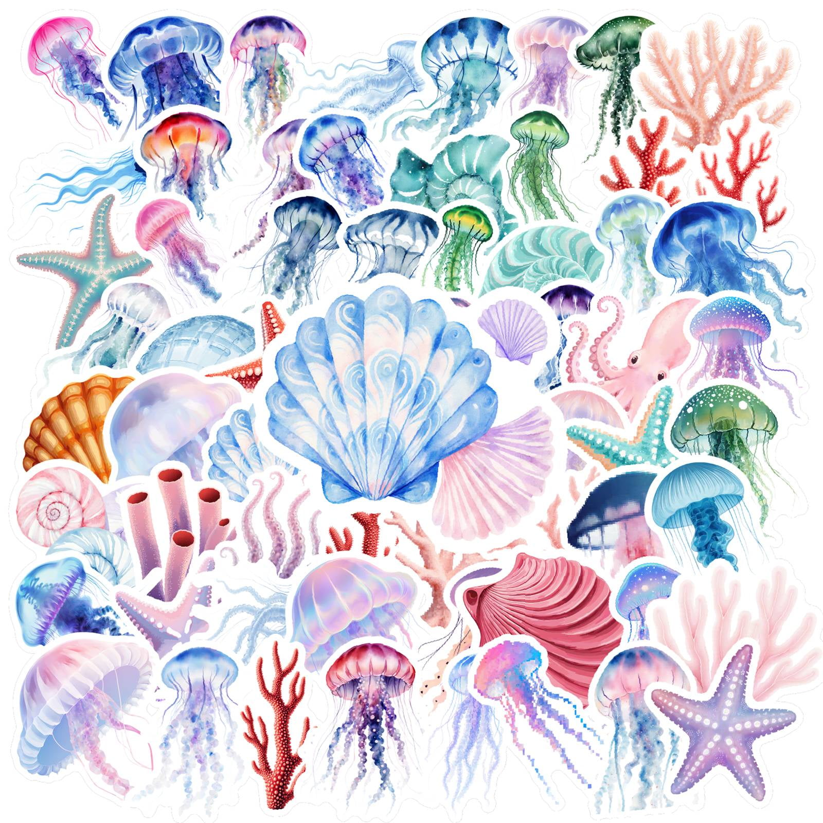 35pcs-70pcs Vibrant Stationery Stickers Marine Life Funny Stickers PVC ...