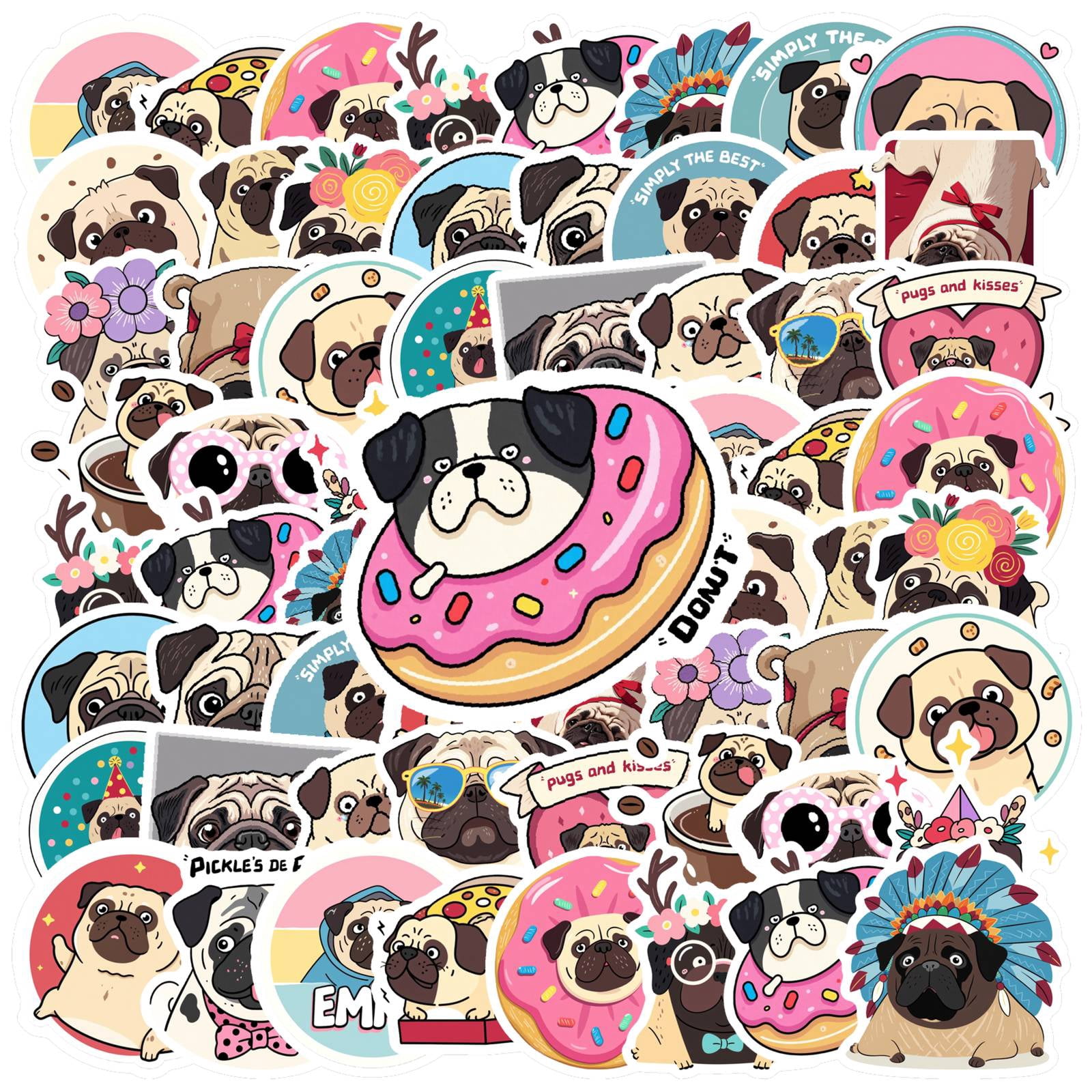 35pcs Adorable Stationery Stickers Cute Kids Stickers Funny Pug ...