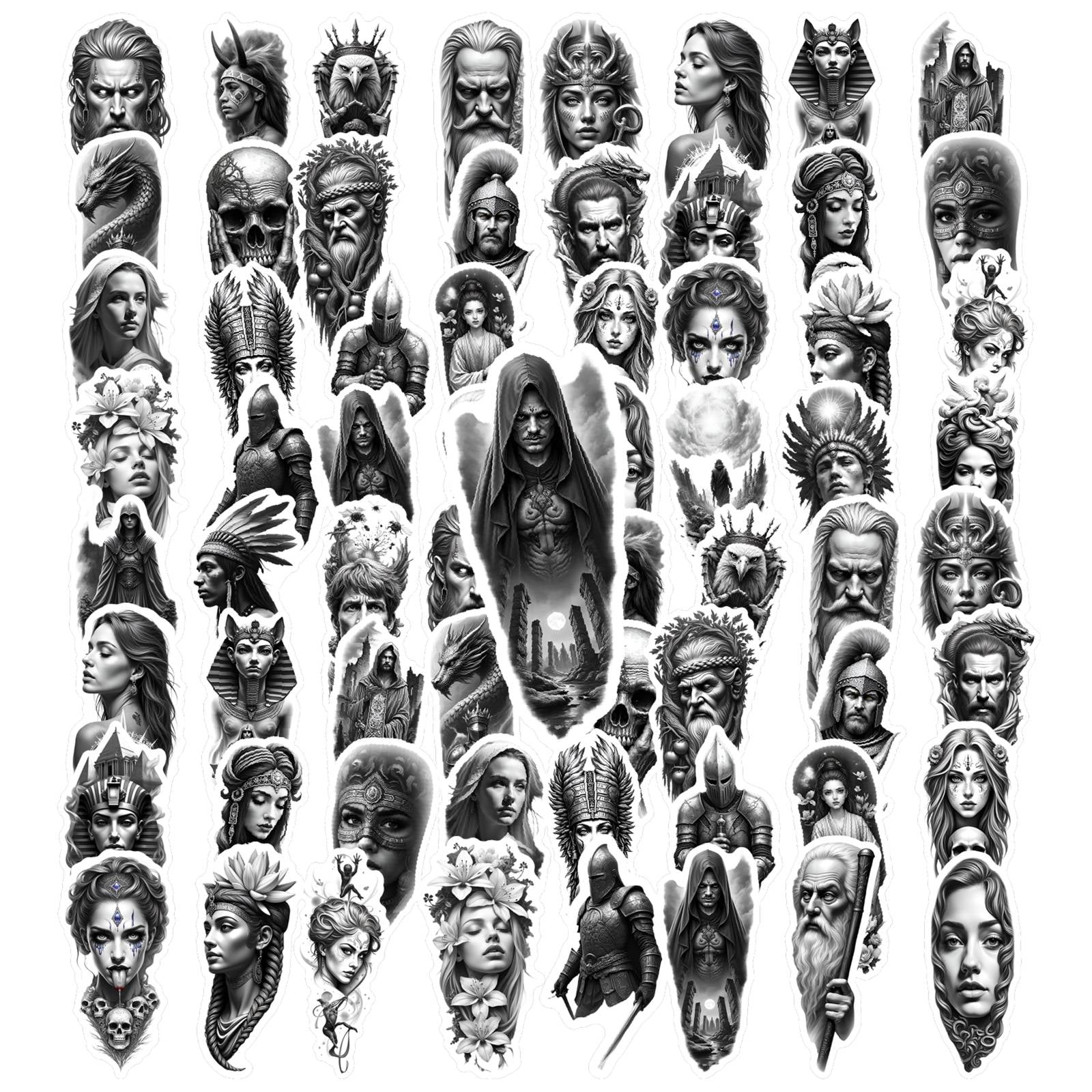 35pcs Ancient Warrior Stickers Mythology Portrait Decals Gothic PVC ...