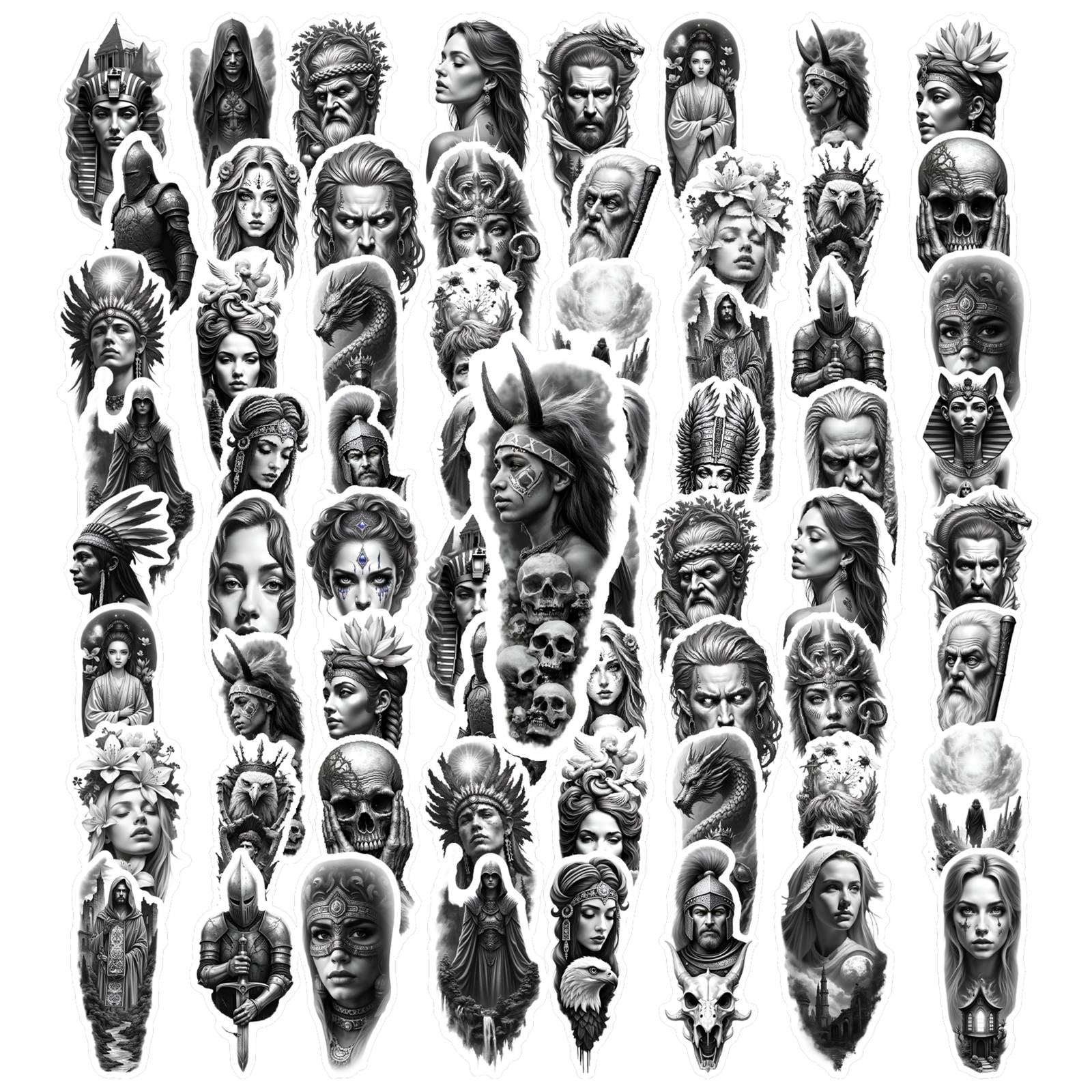 35pcs Ancient Warrior Stickers Mythology Portrait Decals Gothic PVC ...