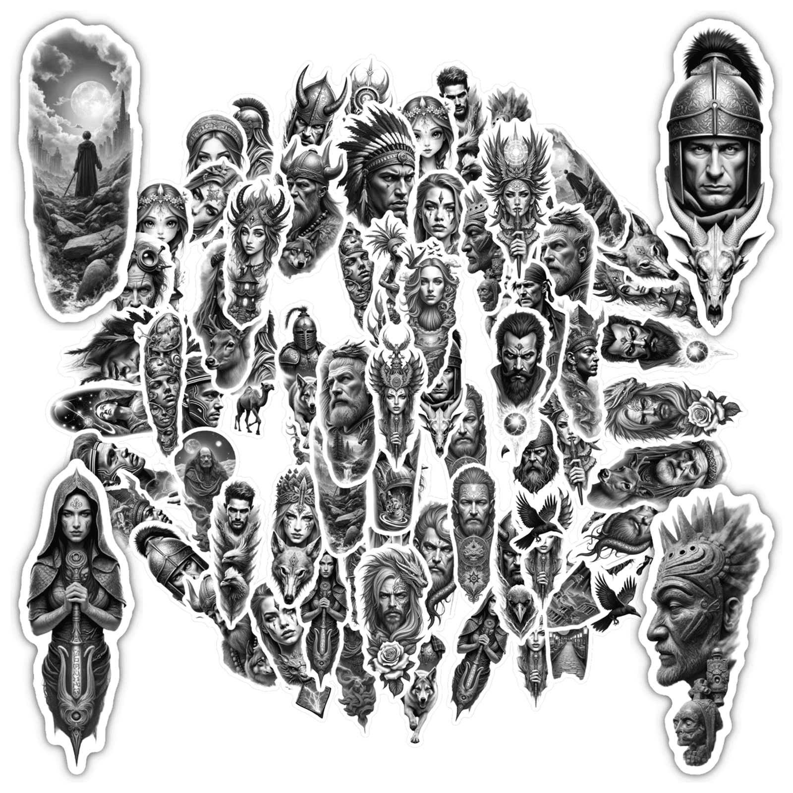 35pcs Artistic Warrior Stickers Medieval Mythical Stickers Historical ...