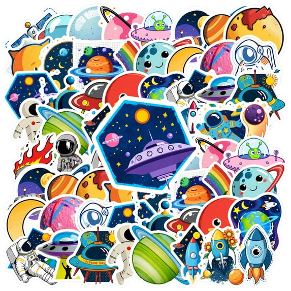 35pcs Astronaut Stationery Stickers Rocket Funny Stickers UFO PVC ...