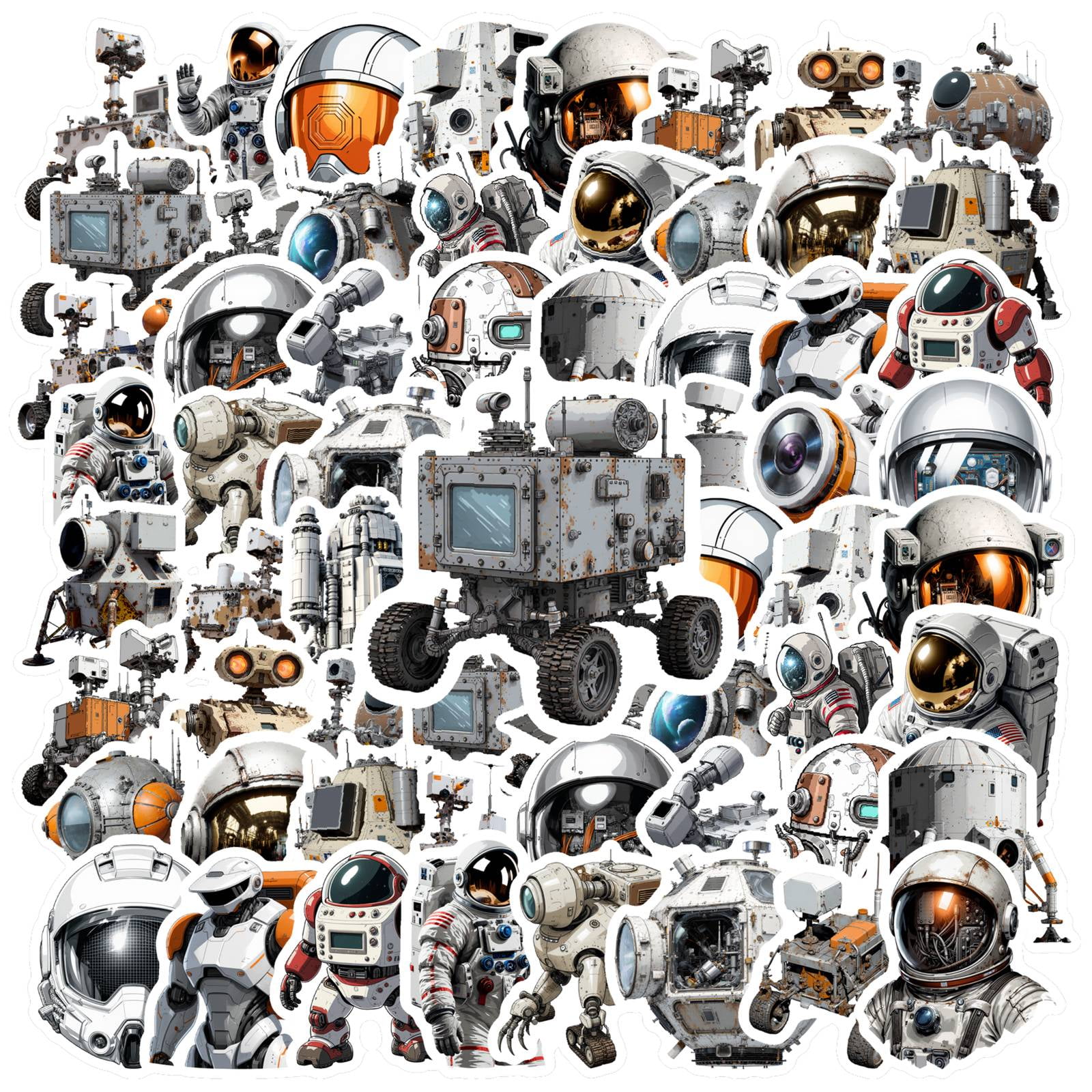 35pcs Astronaut Stickers Space Robots Decals Technology PVC Sticker for ...