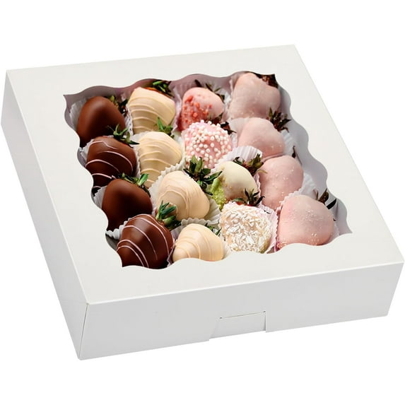 35pcs Bakery Boxes, 10x10x2.5 Inches Auto-Popup Cookie Boxes with ...