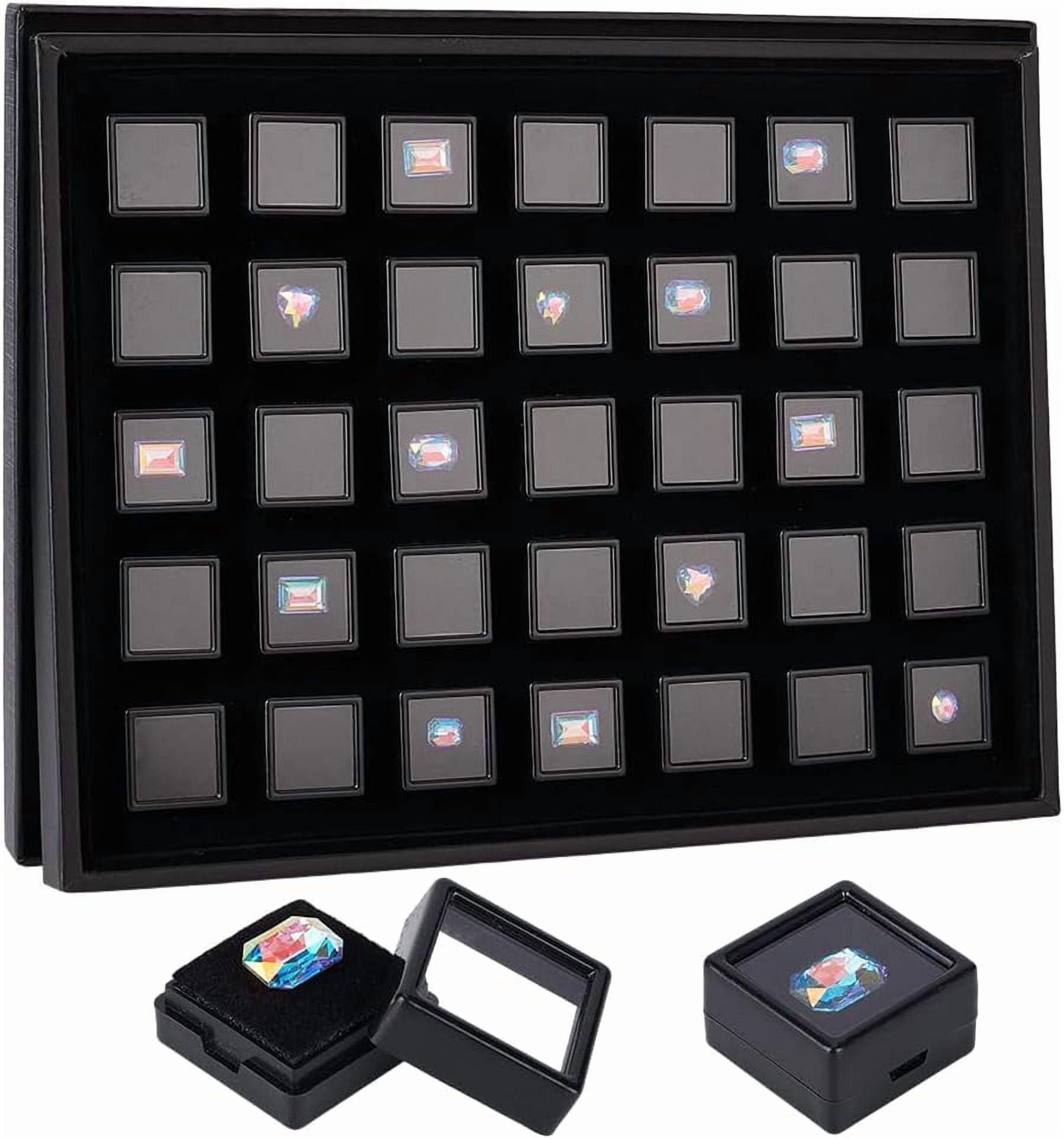 35pcs Black Gemstone Display Box Acrylic Small Loose Diamond Cases 1 ...