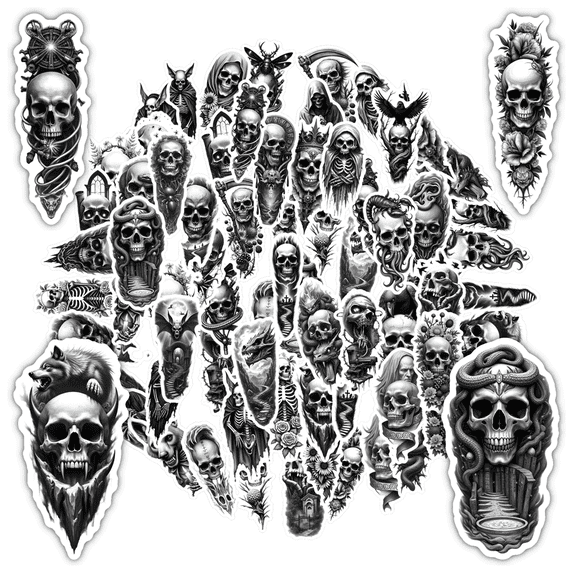 35pcs Black Skull Stickers Gothic Decals Ethereal Skull Stickers for ...