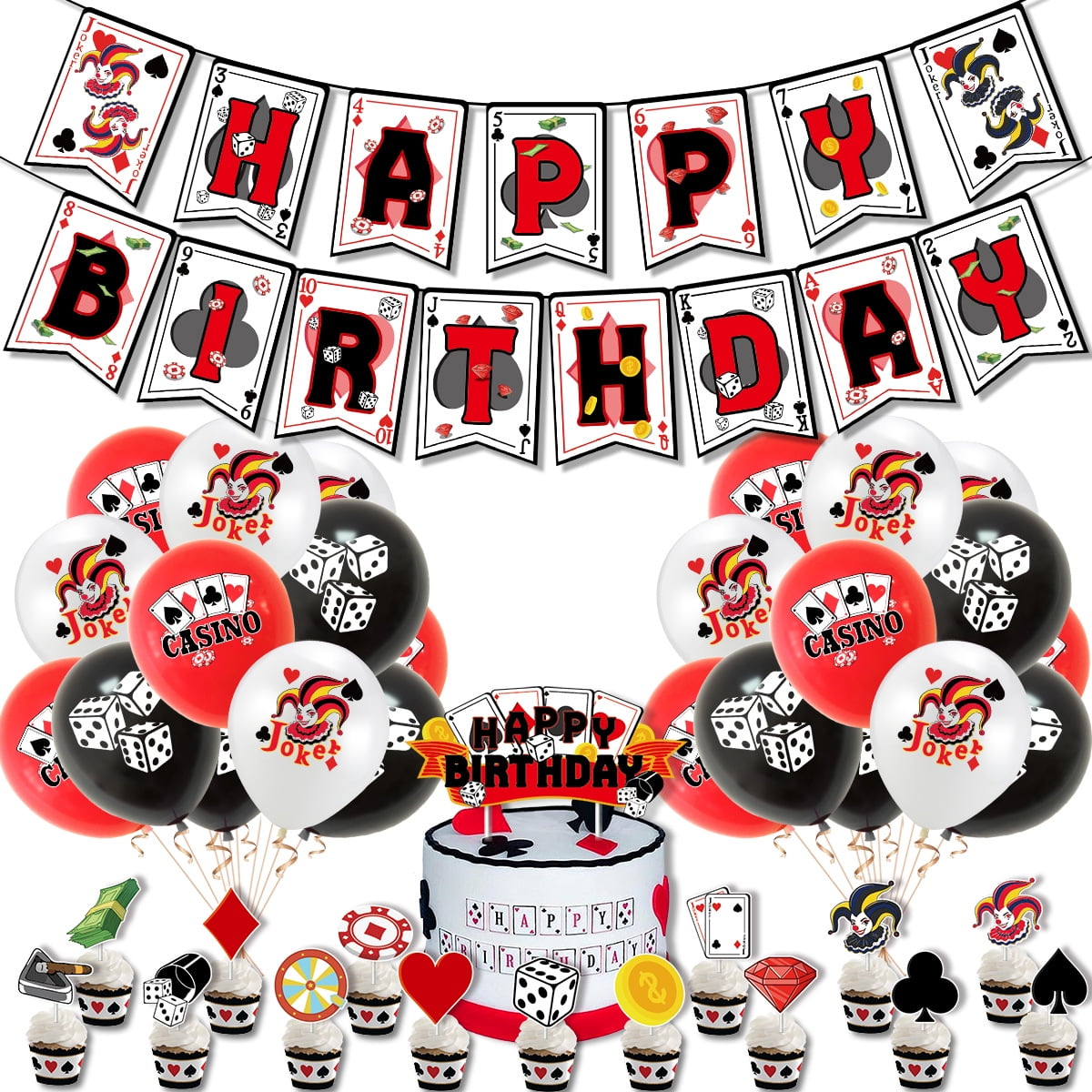 35pcs Casino Poker Party Decorations,Poker Theme Birthday Banner ...