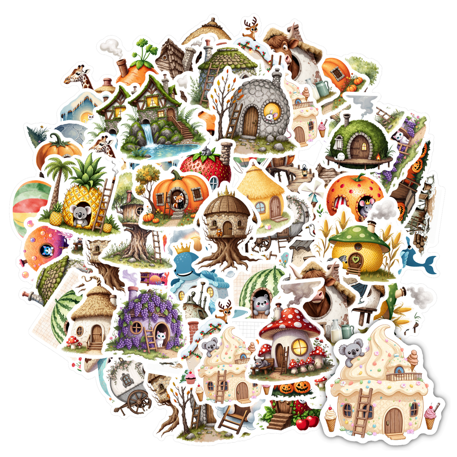 35pcs Charming Stickers Fairy Tale Animal Stickers Whimsical Decals for ...