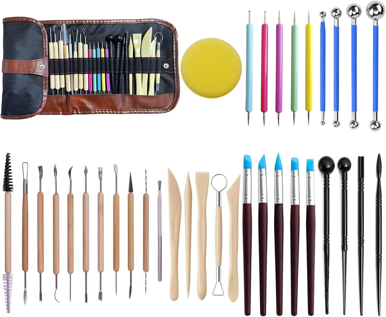 35pcs Clay Sculpting and Pottery Tools Kit - Air Dry and Polymer Clay ...
