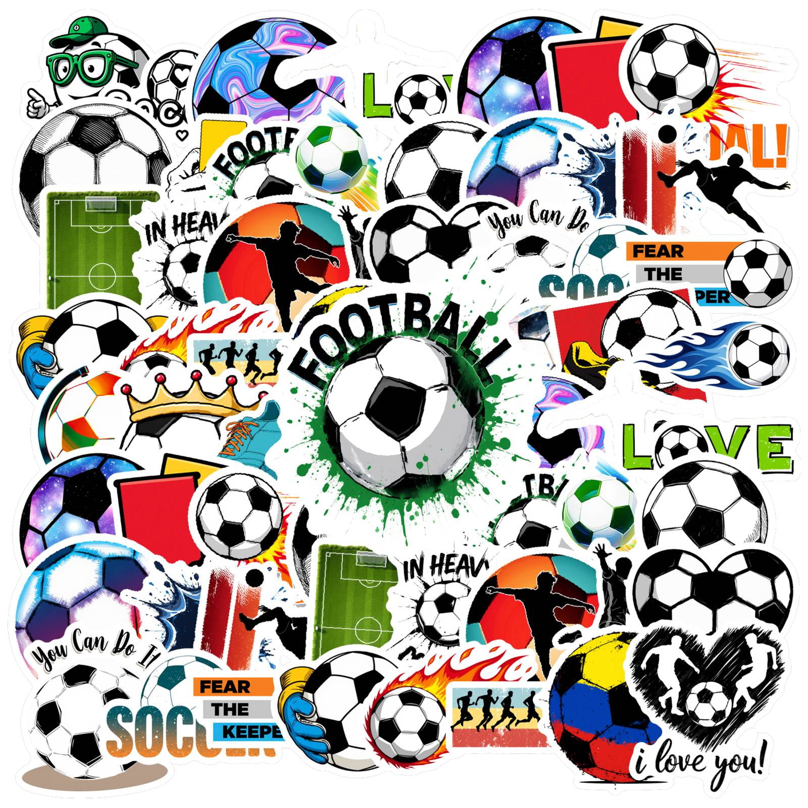 35pcs Colorful Football Stickers Soccer Cool Ball Stickers Kids ...