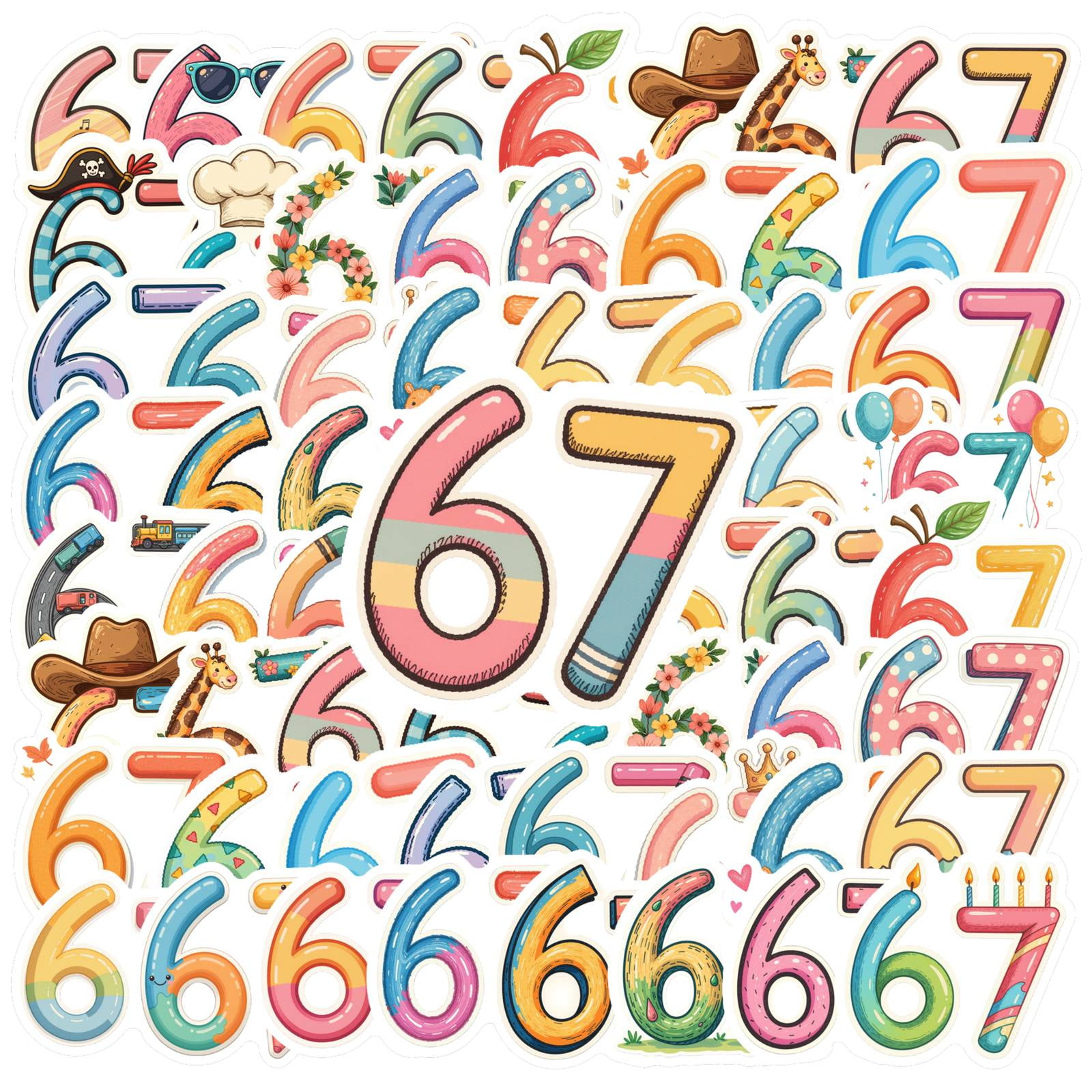 35pcs Colorful Numbers Stickers DIY Numbers Animal Stickers for Laptops ...