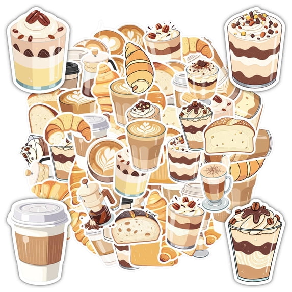 35pcs Cozy Stickers Coffee Stationery Stickers Yummy Teacher Reward ...