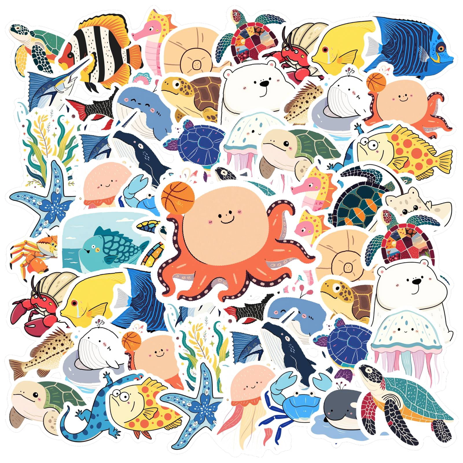 35pcs Cuddly Animal Stickers Cartoon Kids Stickers Marine Animals ...
