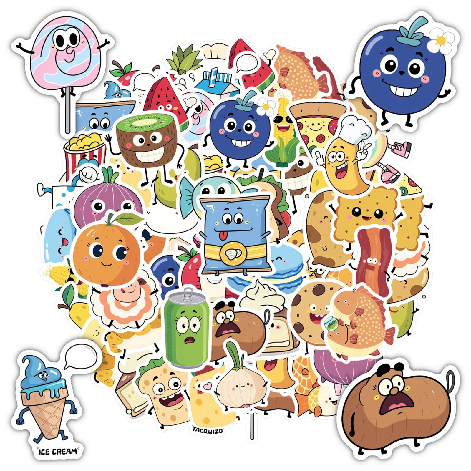 35pcs Cuddly Stickers Food Character Animal Stickers Funny Stickers for ...