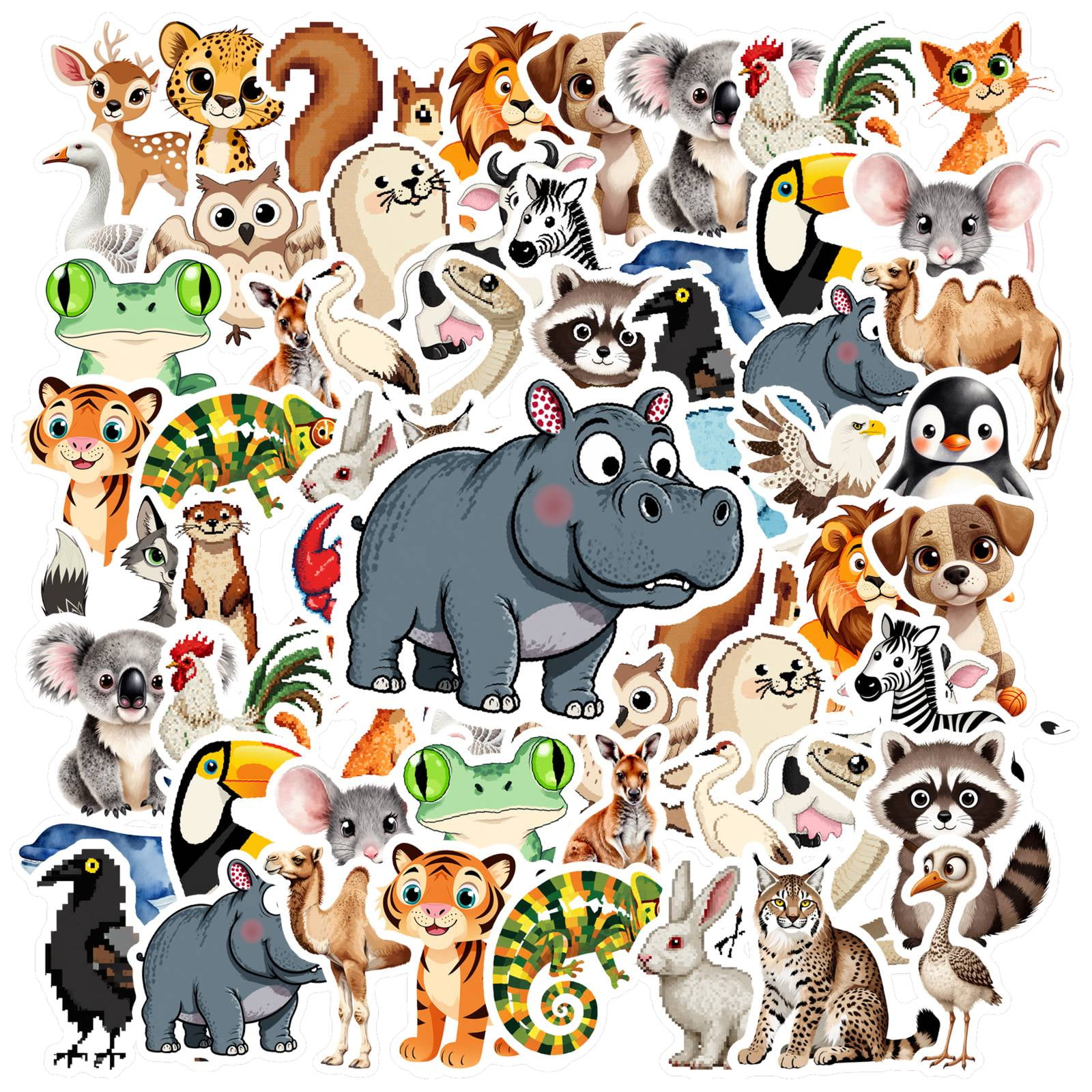 35pcs Cute Animal Stationery Stickers Cartoon Kids Stickers Funny ...