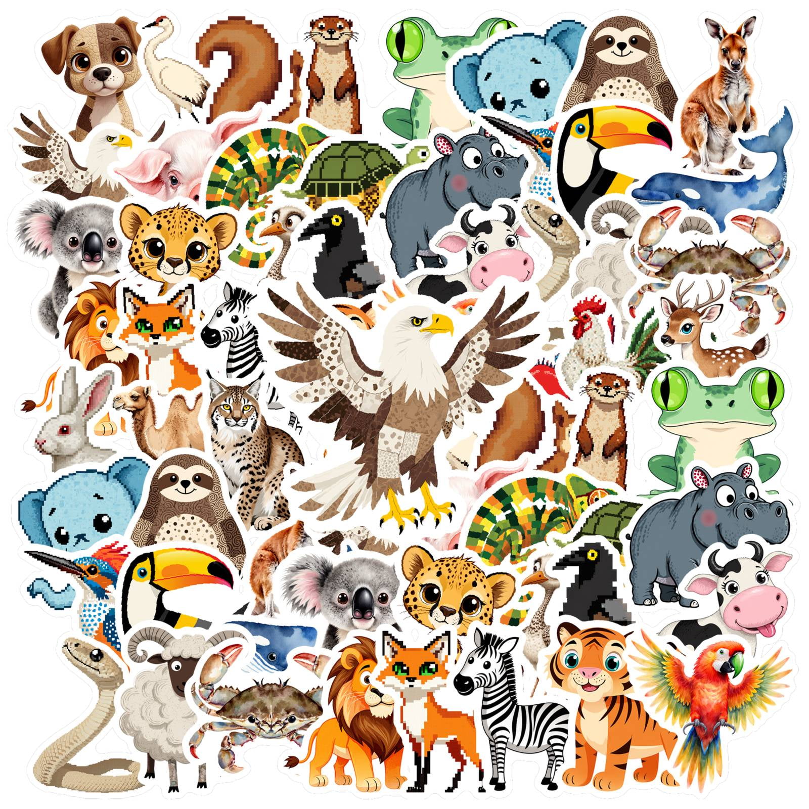 35pcs Cute Animal Stationery Stickers Cartoon Kids Stickers Funny ...
