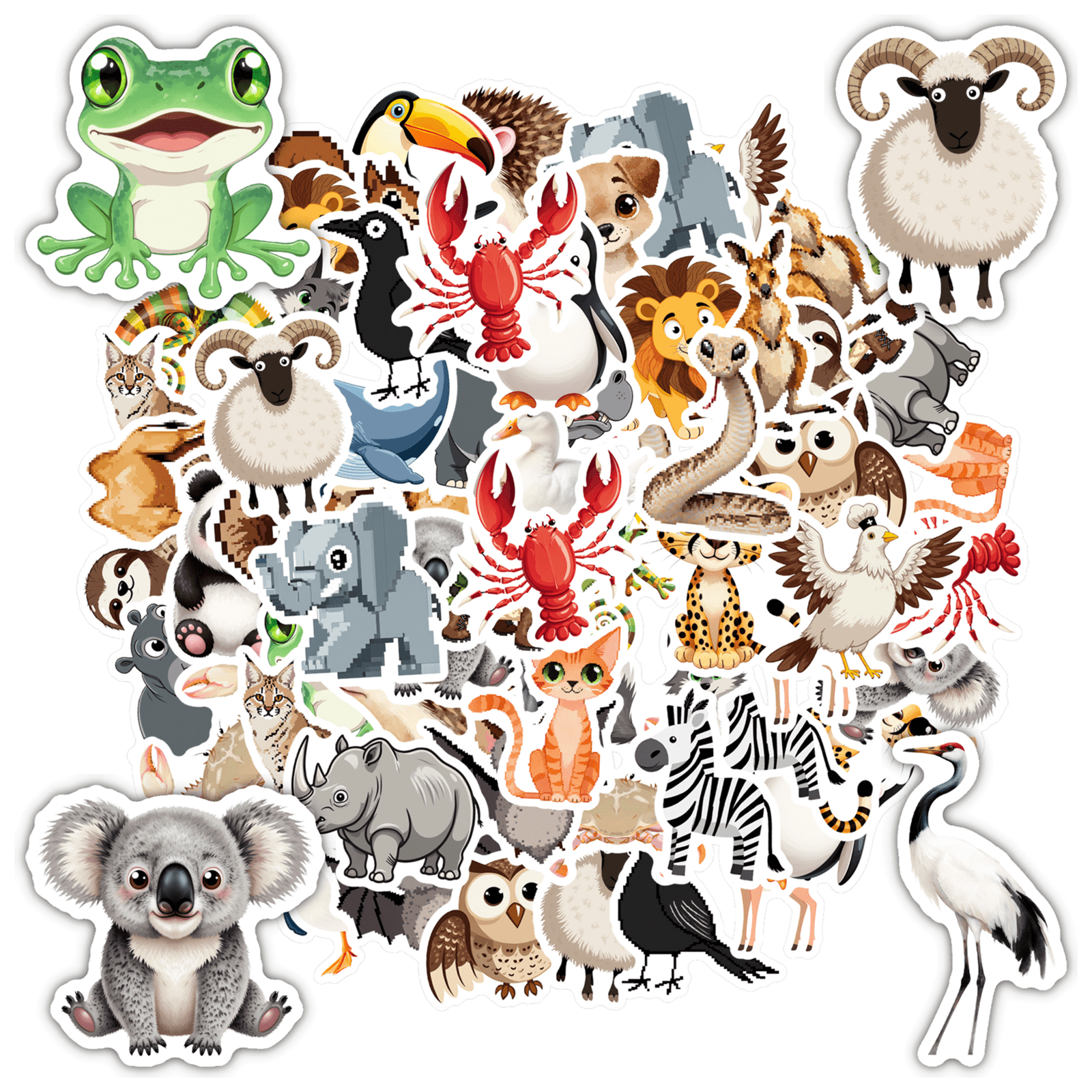 35pcs Cute Animal Stickers Cartoon Kids Stickers Toy Stationery ...