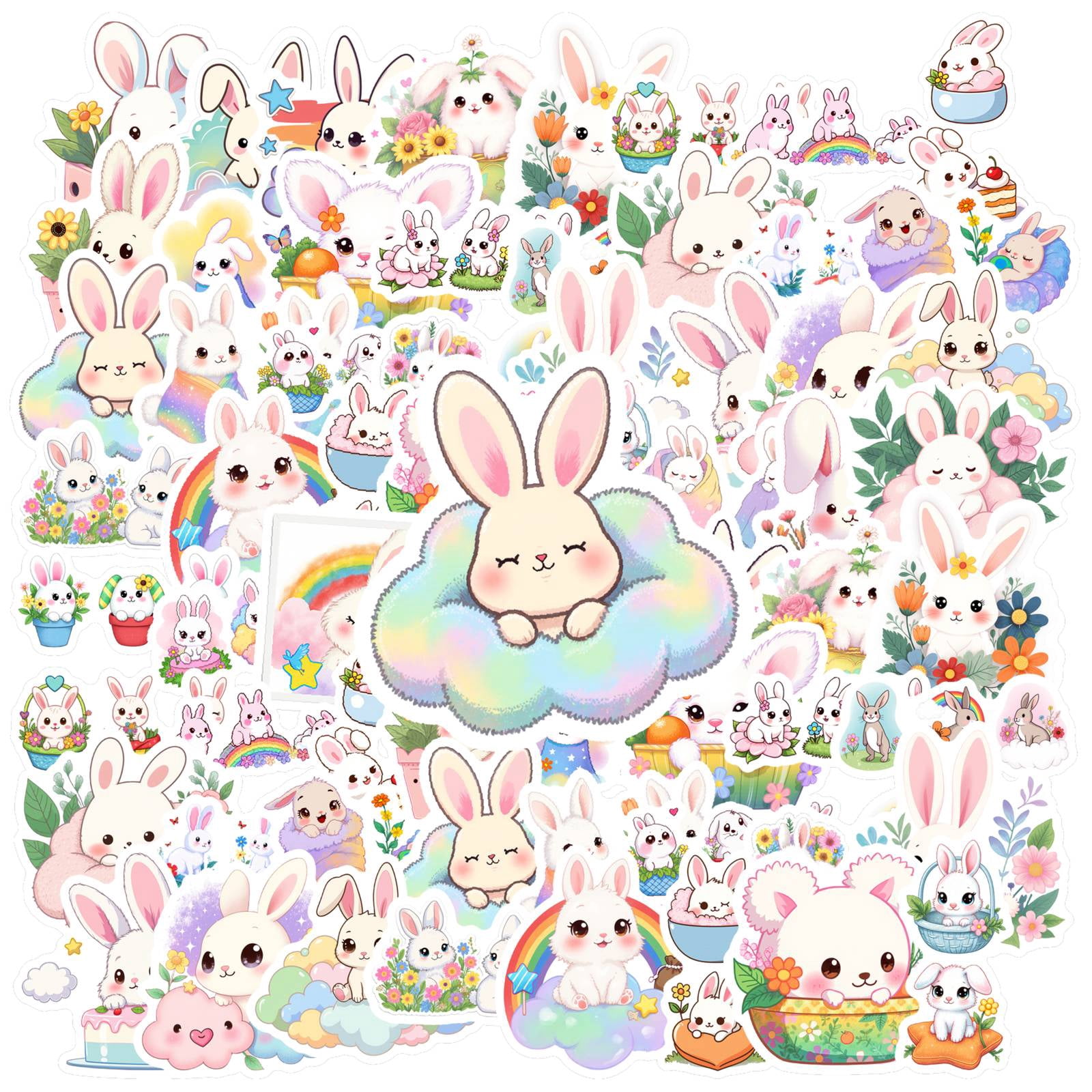 35pcs Cute Bunny Stickers Animal Rainbow Stickers Kids Stickers for ...