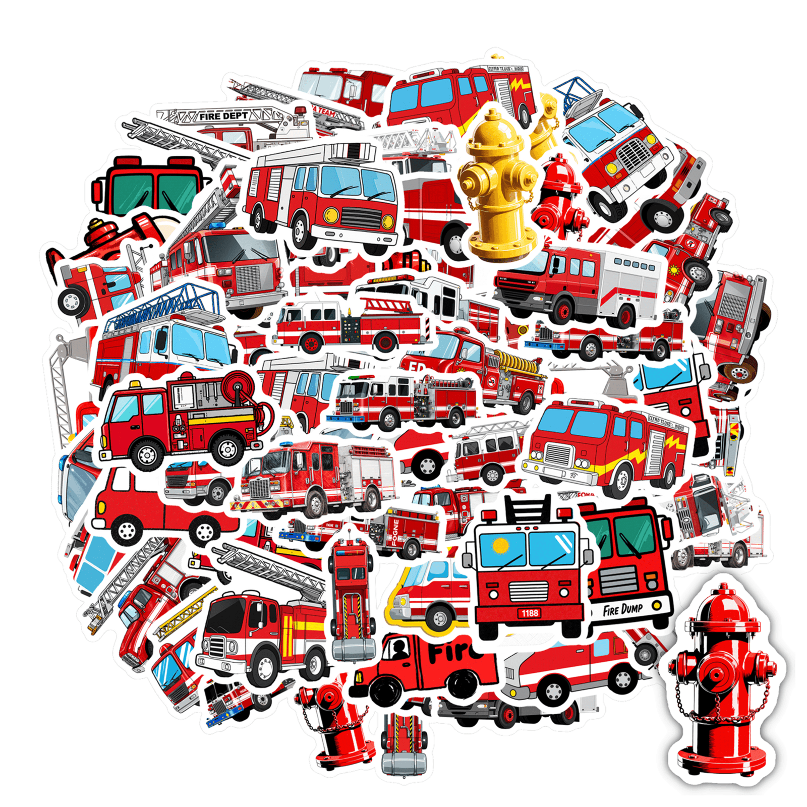 35pcs Cute Fire Truck Stickers Fire Hydrant Stickers Funny Stickers for ...