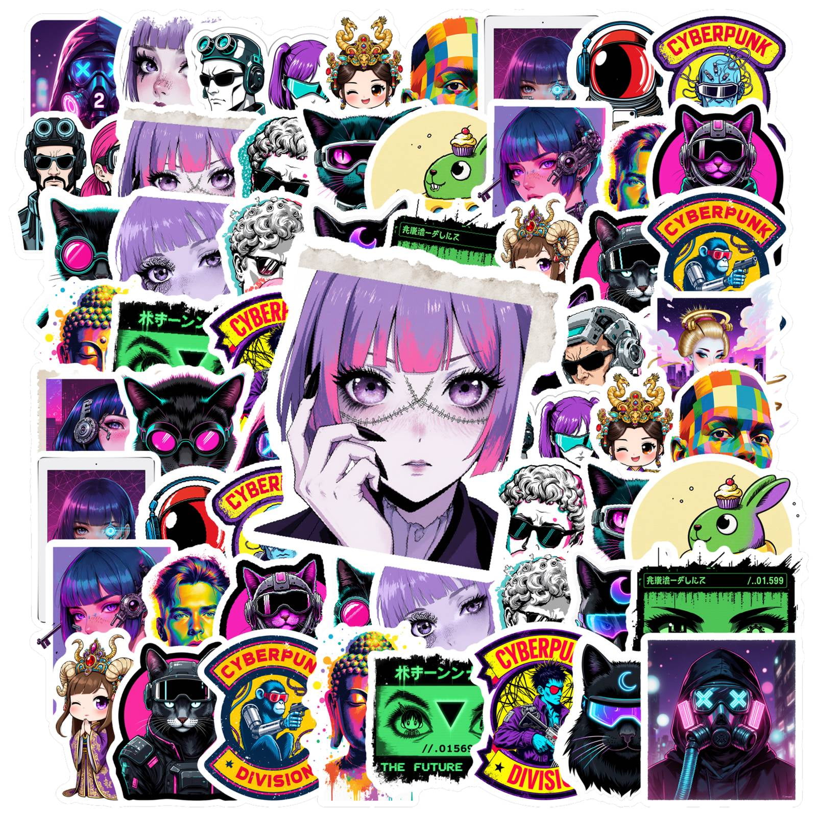 35pcs Cyber Stickers Stationery Stickers Retro Animals Graffiti ...