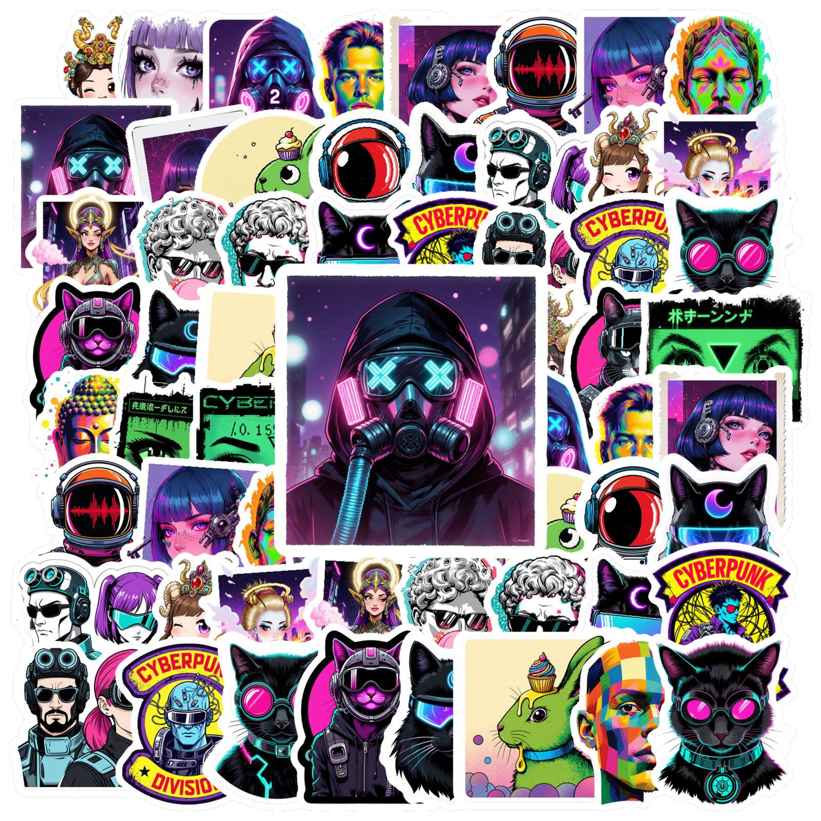 35pcs Cyber Stickers Stationery Stickers Retro Animals Graffiti ...