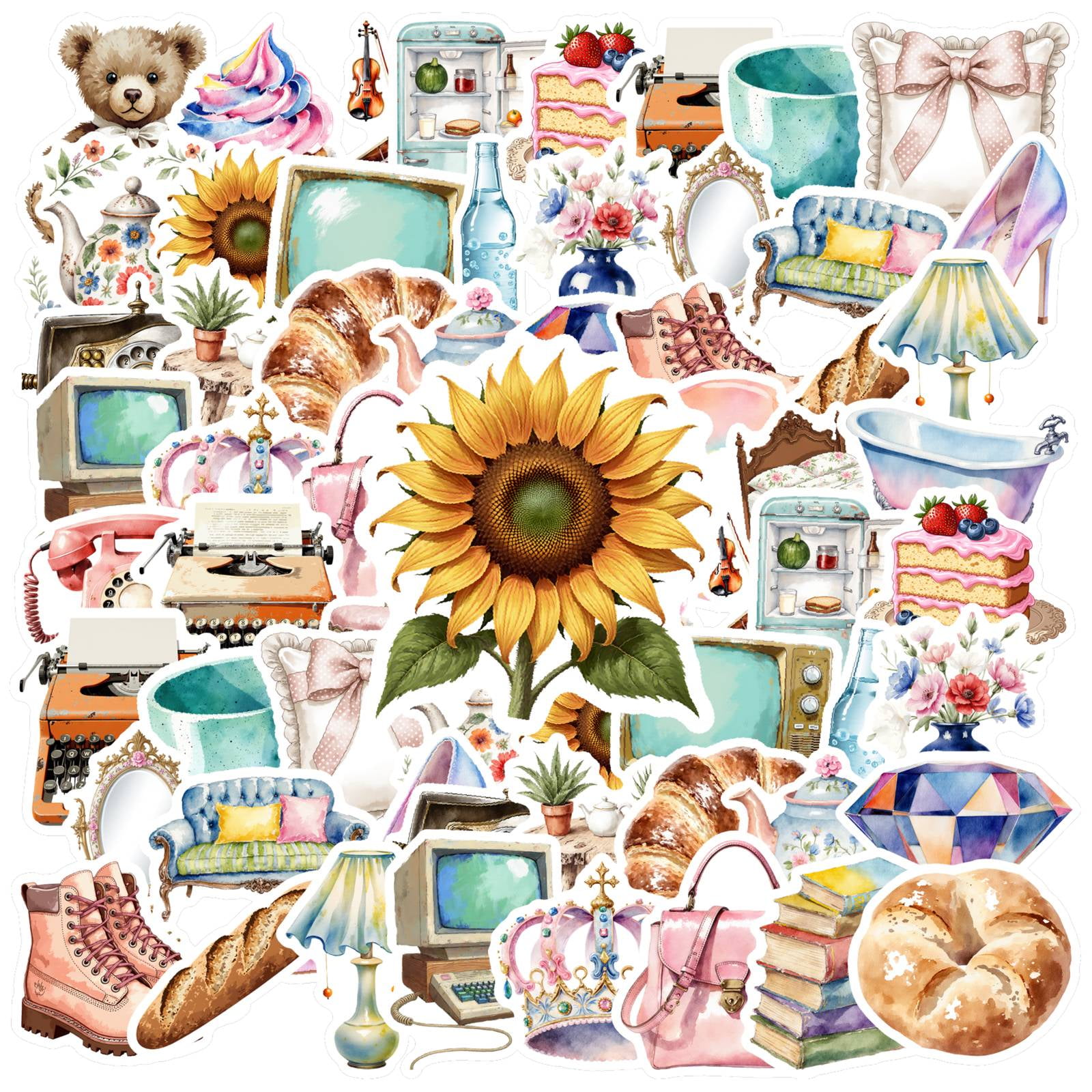 35pcs Delicate Retro Stickers Cute Cartoon Stickers Vintage Lifestyle ...