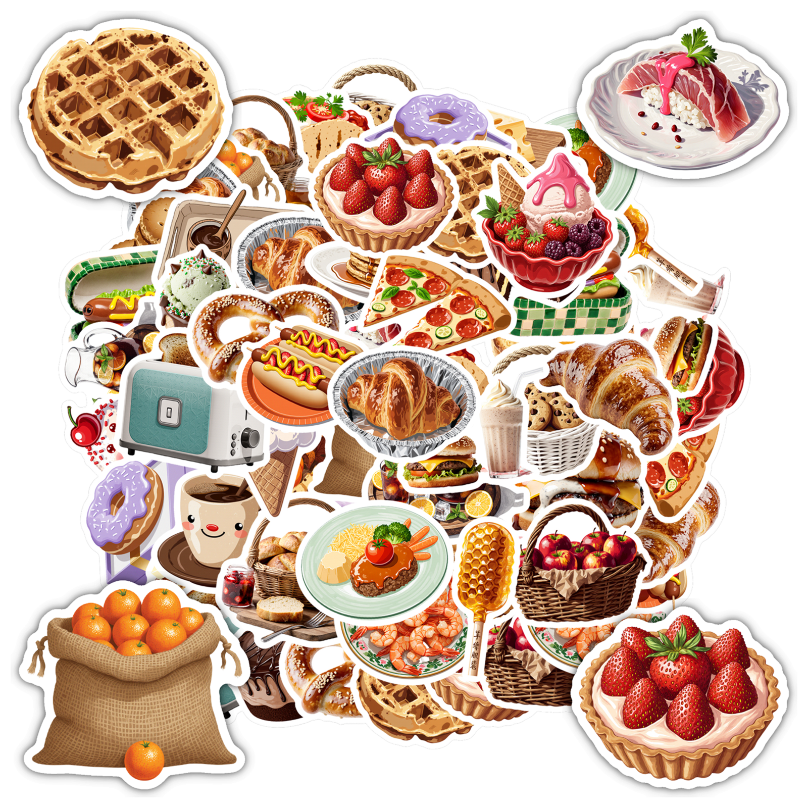 35pcs Delicious Stickers Food Bakery Decals Dessert Treats Stickers for ...